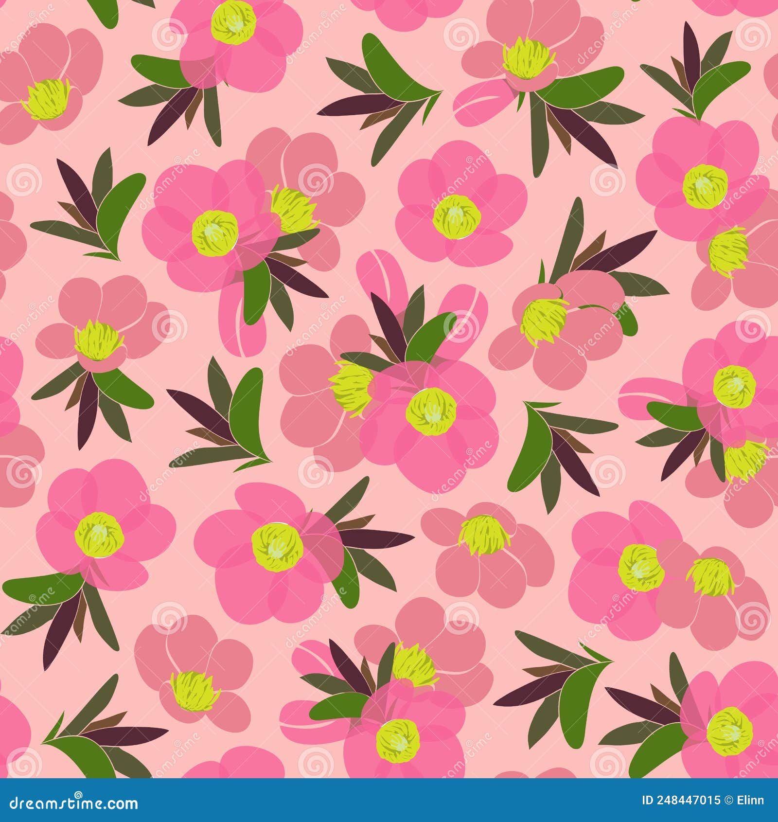 Quince Floral Seamless Pattern Illustration, Pink Background Stock ...