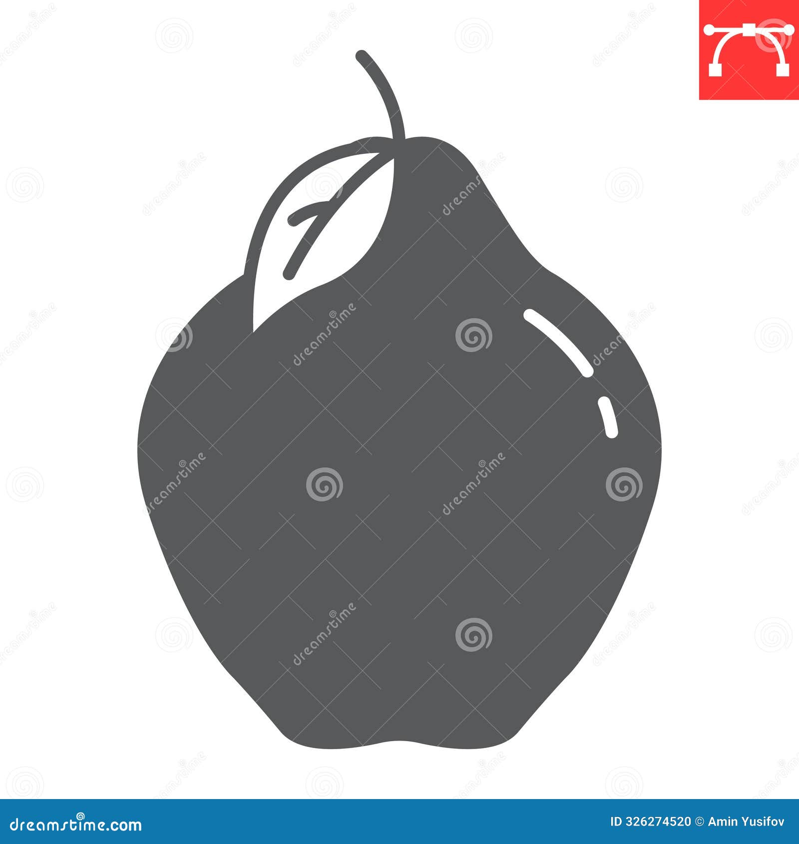 Quince glyph icon stock vector. Illustration of food - 326274520