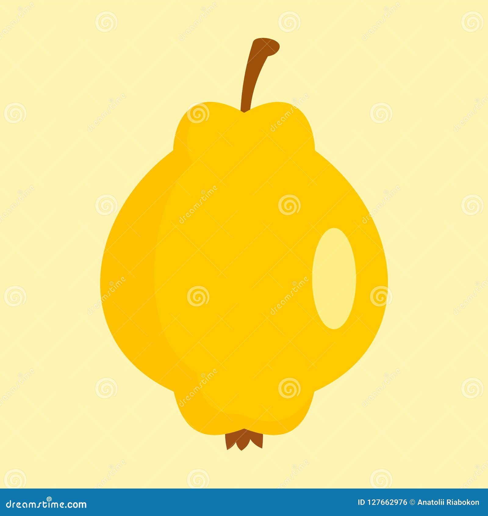Quince icon, flat style stock vector. Illustration of golden - 127662976