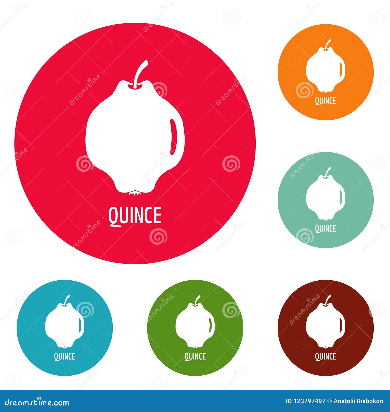 Quince icons circle set stock illustration. Illustration of autumn ...