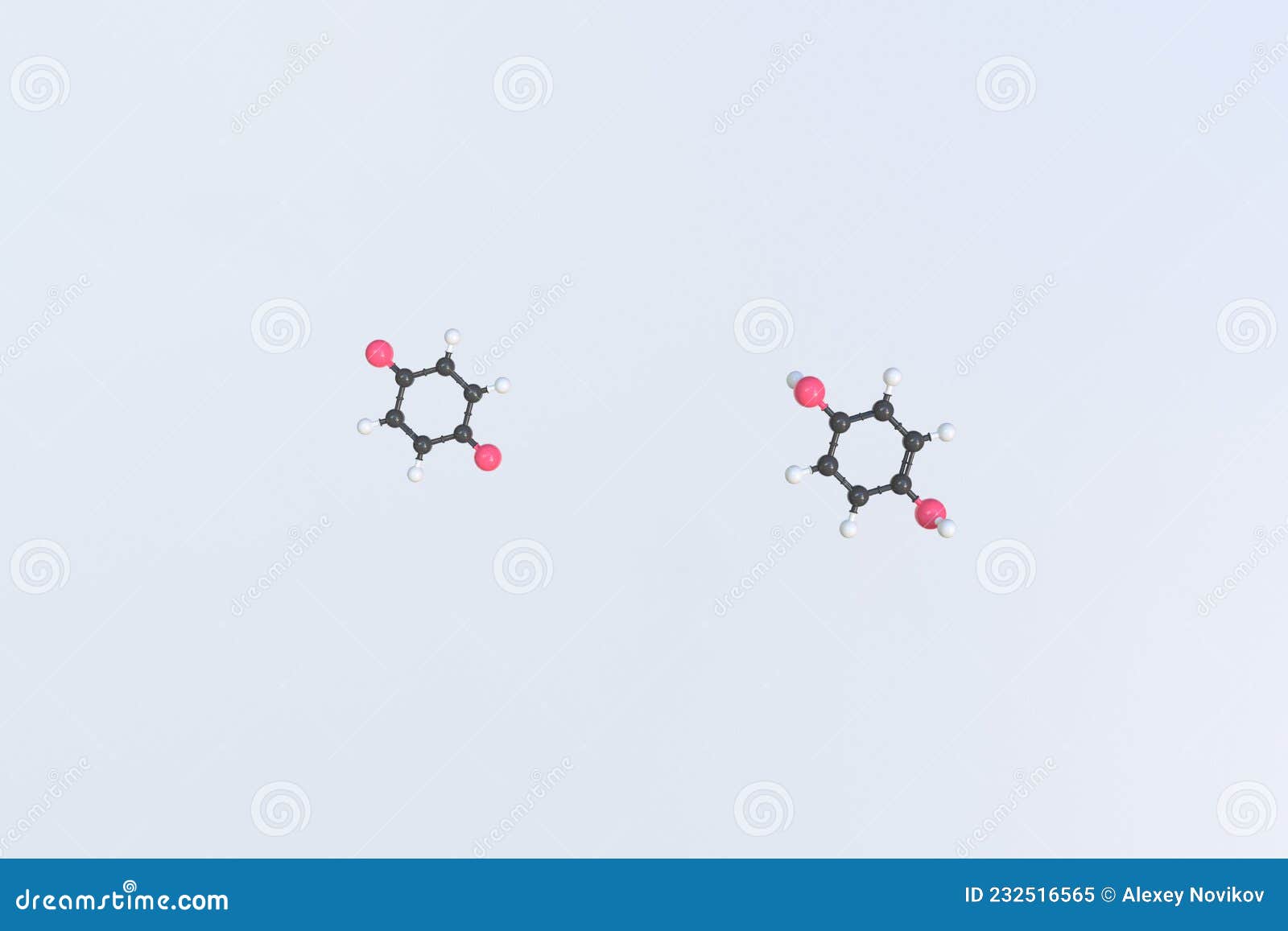 Quinhydrone Molecule Made with Balls, Isolated Molecular Model. 3D ...