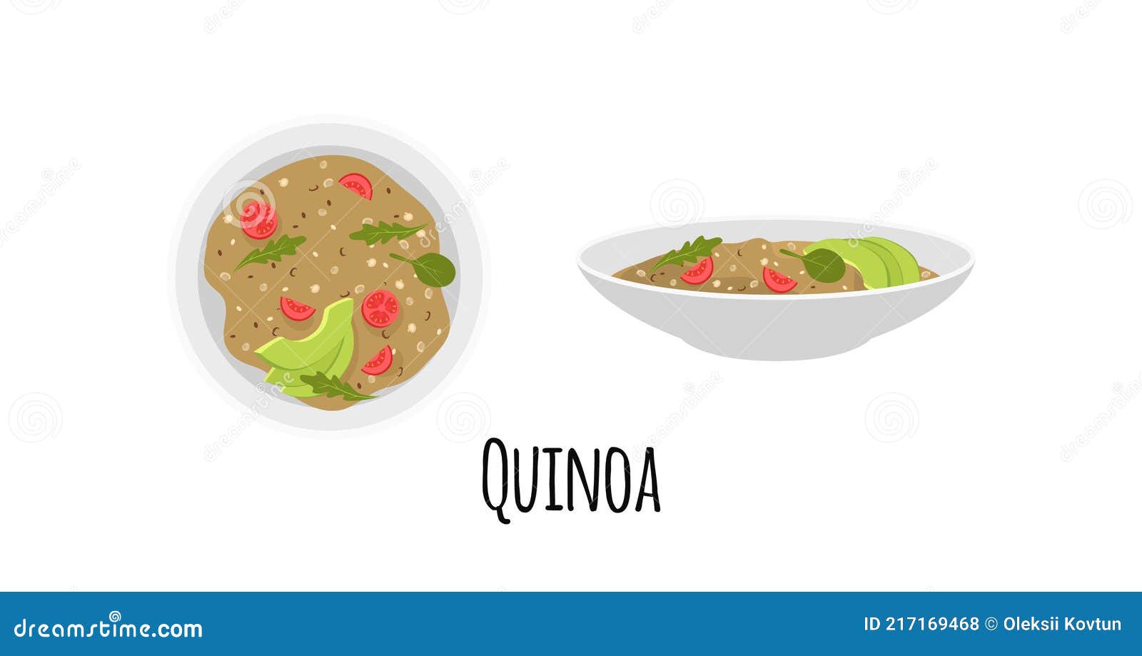 Quinoa Bowl. Top View. Flat Style. Isolated. Vector Stock Vector ...
