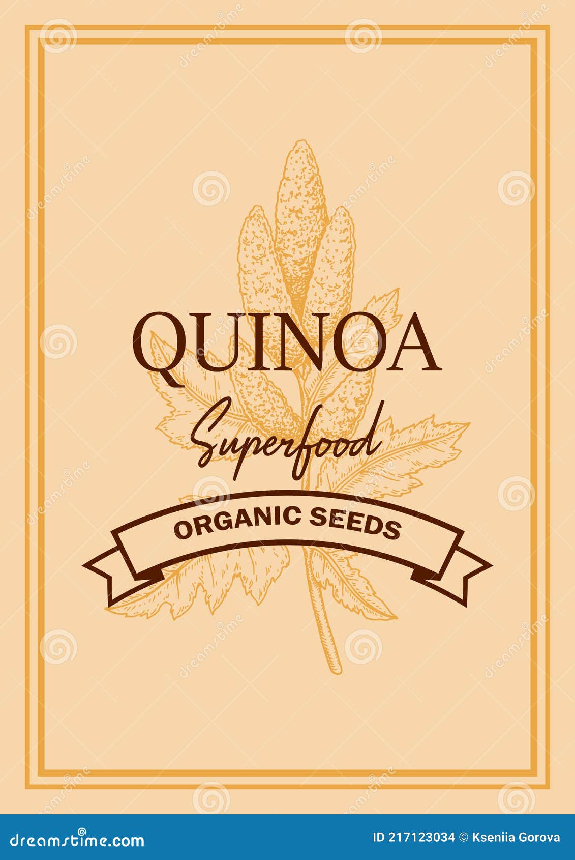 Quinoa Packaging Design with Hand Drawn Element. Vector Illustration in ...