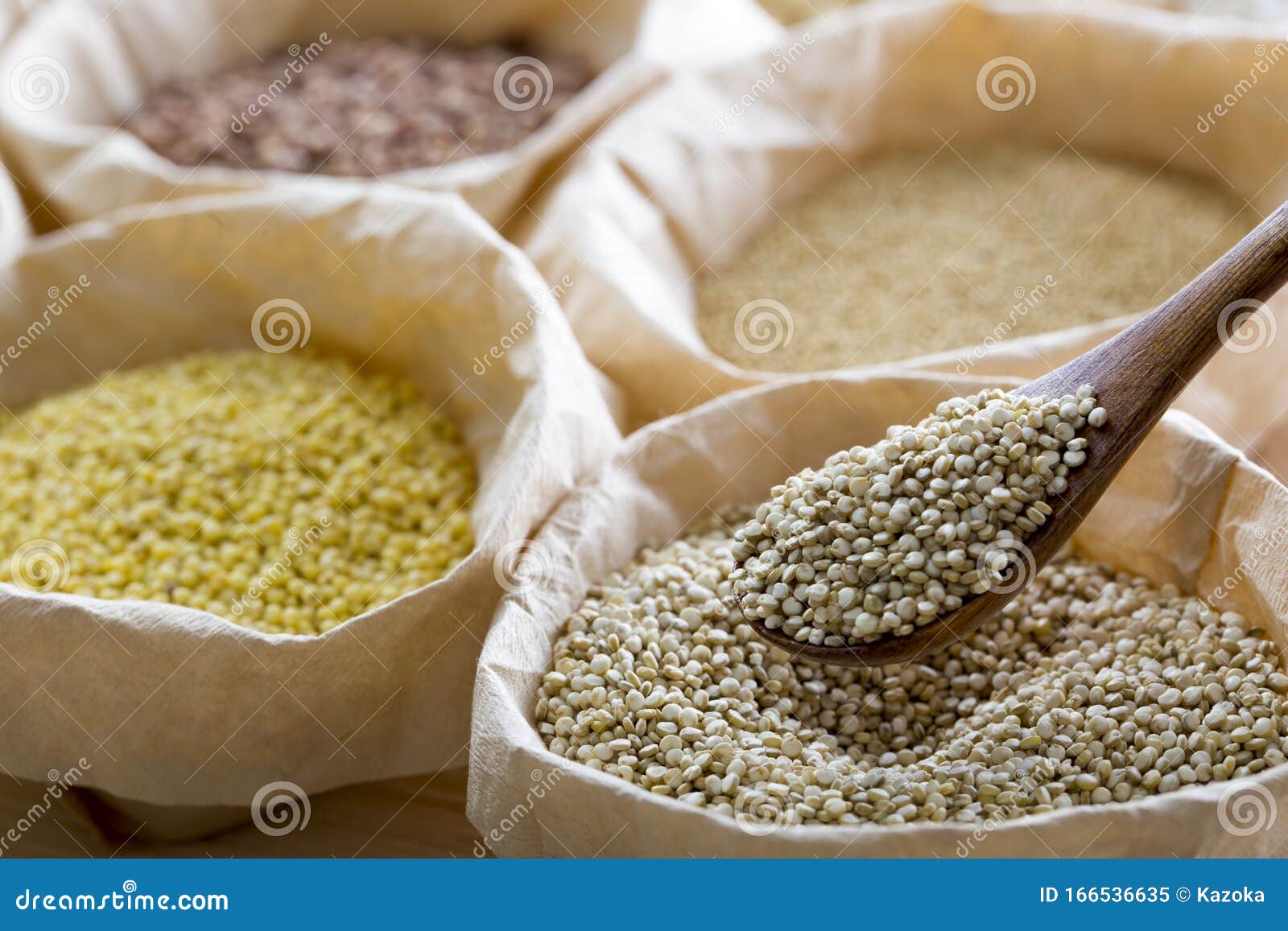 Quinoa in a paper bag stock image. Image of cereal, health - 166536635
