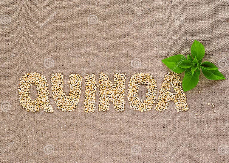 Quinoa word with basil stock image. Image of food, index - 28976629