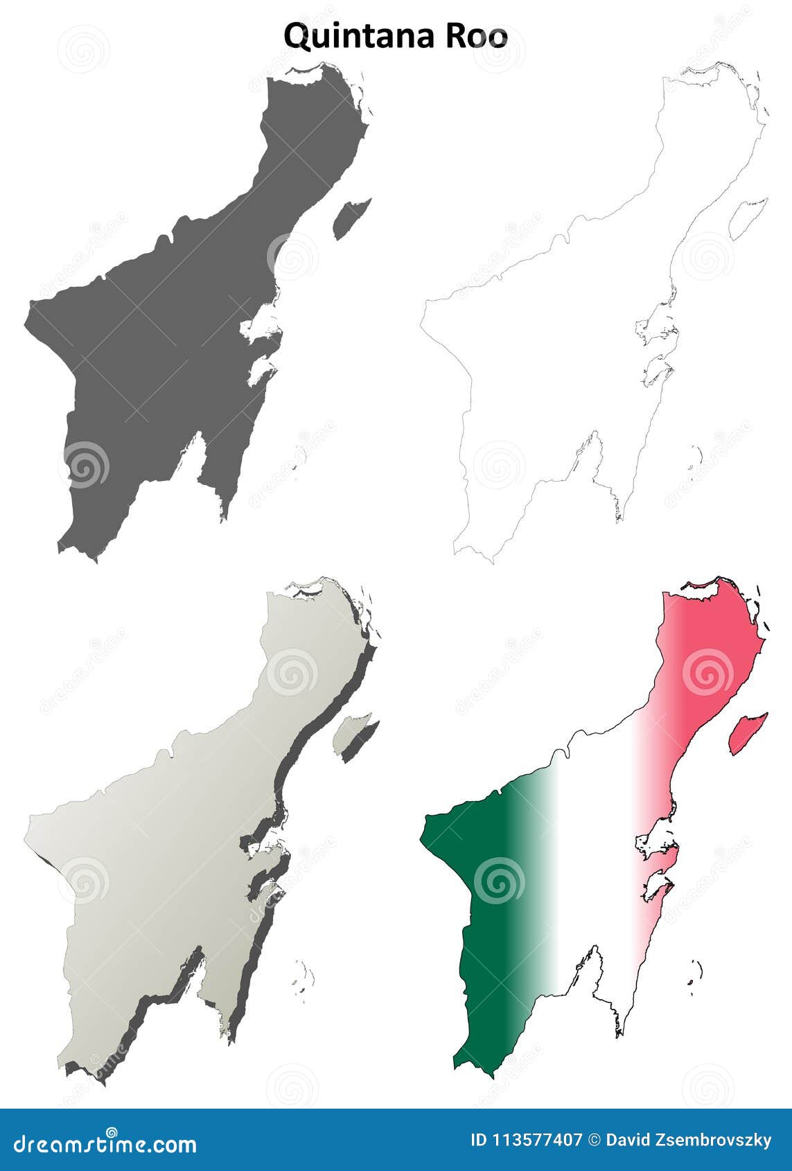 Quintana Roo Blank Outline Map Set Stock Vector - Illustration of ...