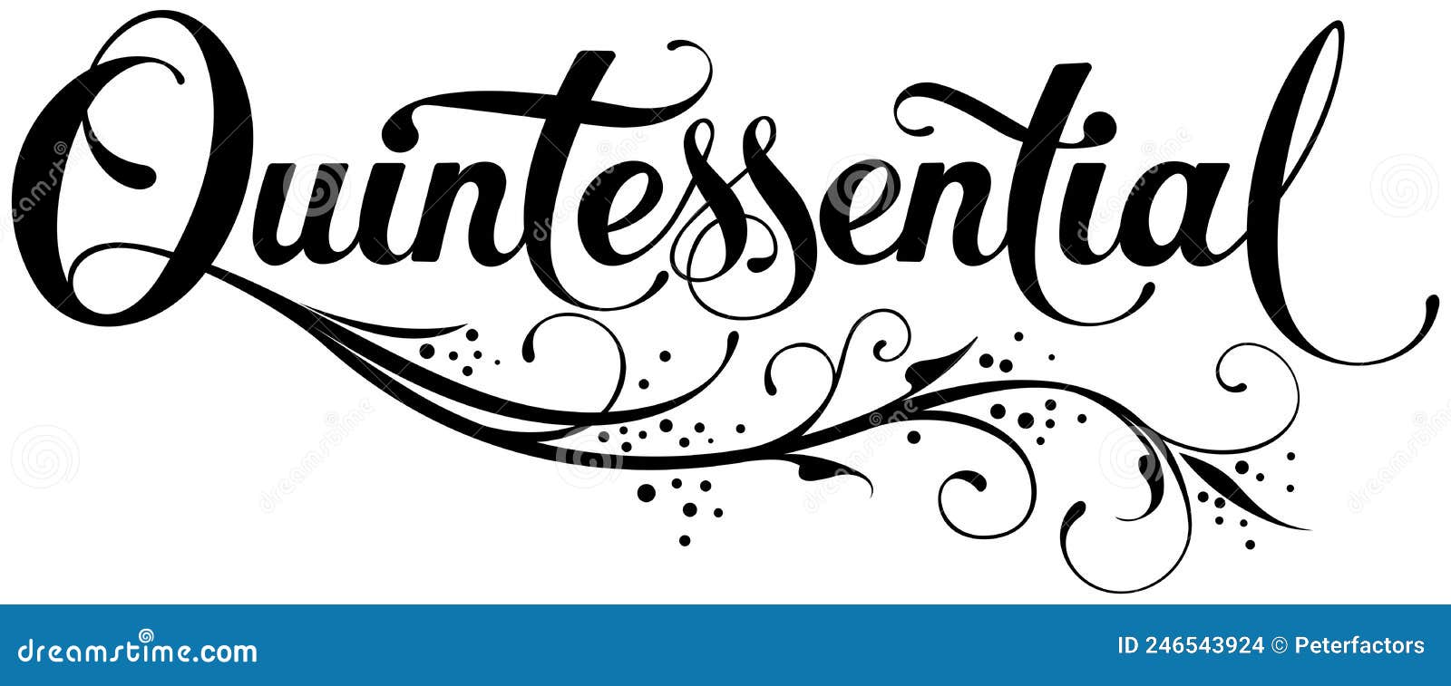 Quintessential - Custom Calligraphy Text Stock Vector - Illustration of ...