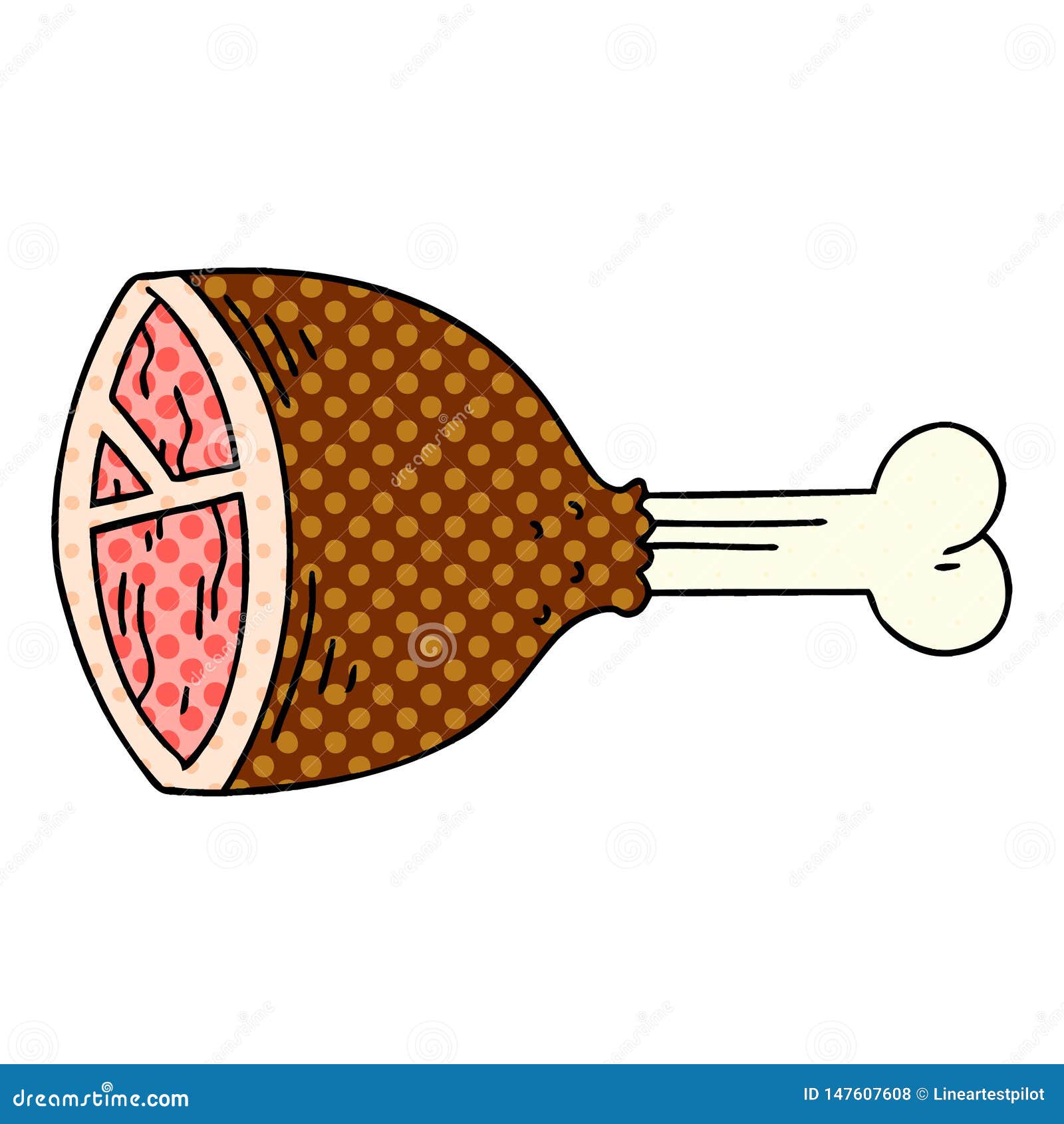 Quirky Comic Book Style Cartoon Meat Bone Stock Vector - Illustration ...