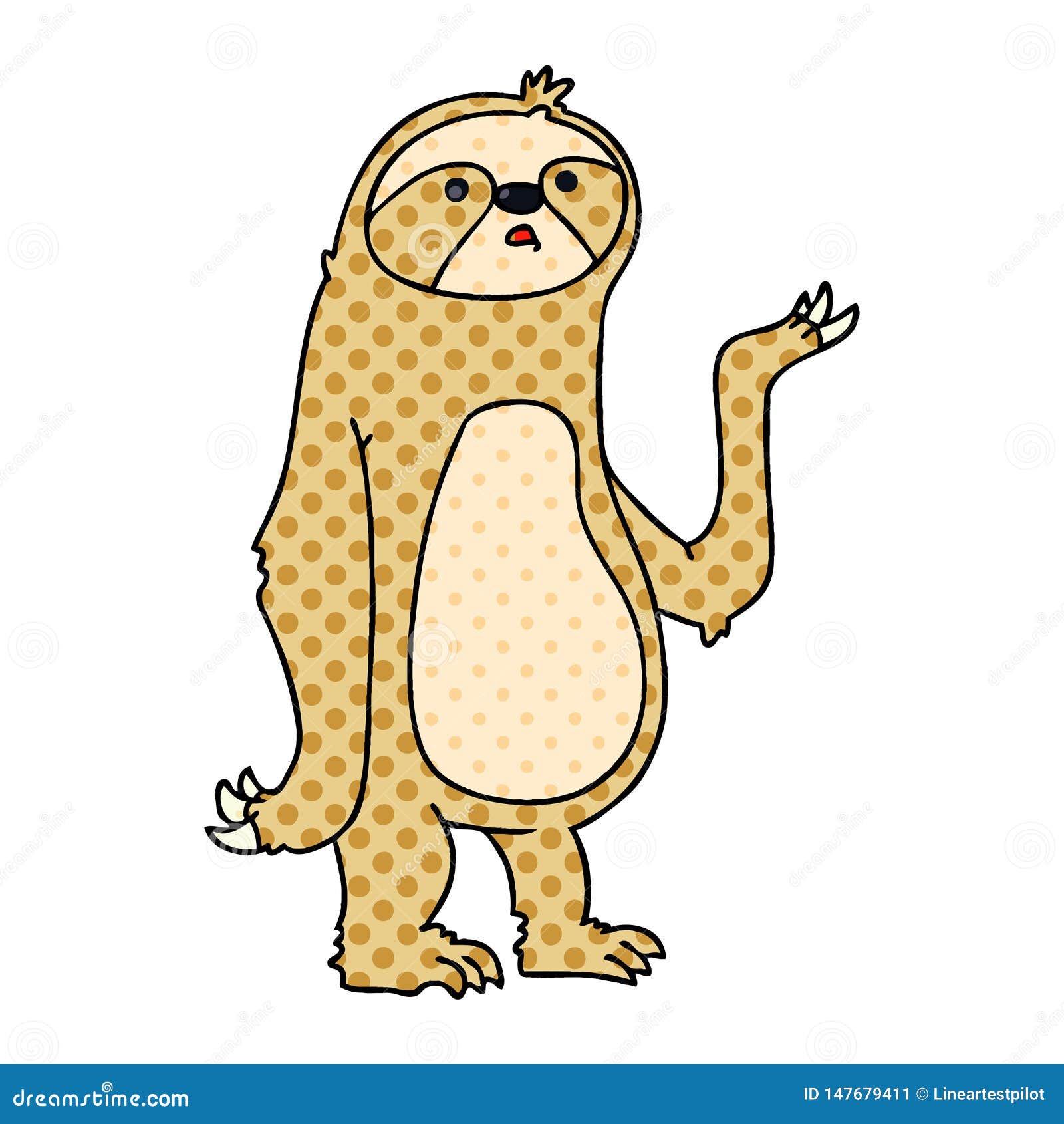 Quirky Comic Book Style Cartoon Sloth Stock Vector - Illustration of ...