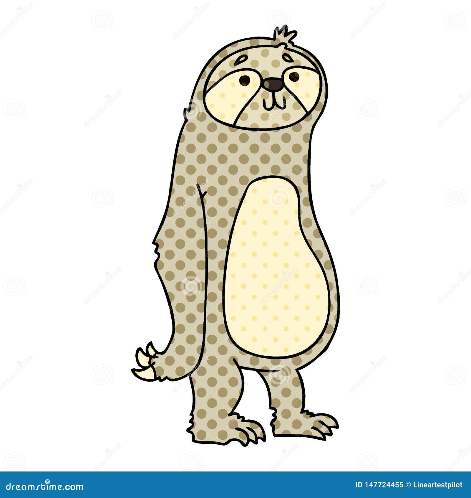 Comic Sloth Hanging In The Tree And Sitting Vector Set | CartoonDealer ...