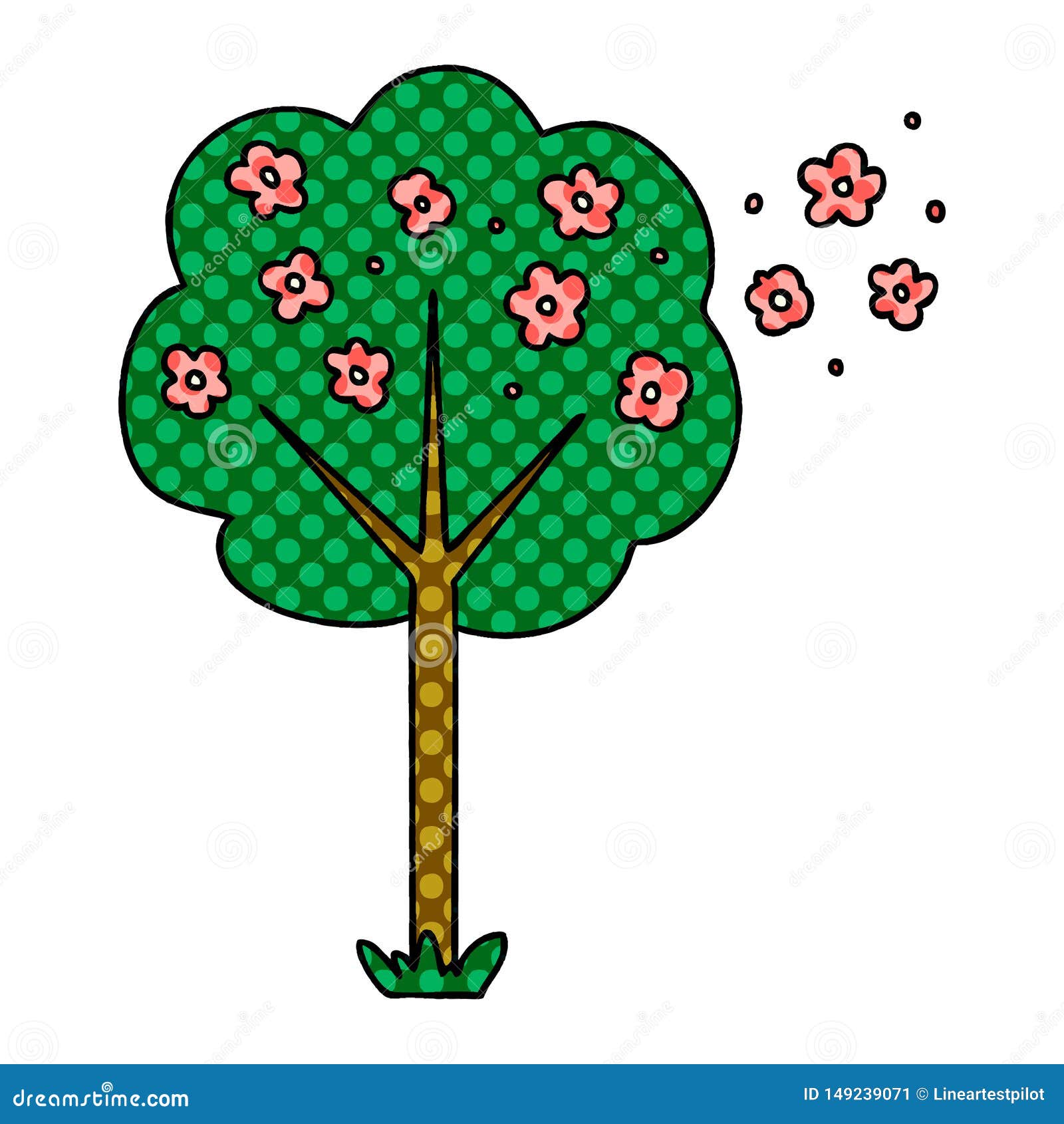 Quirky Comic Book Style Cartoon Tree Stock Vector - Illustration of ...