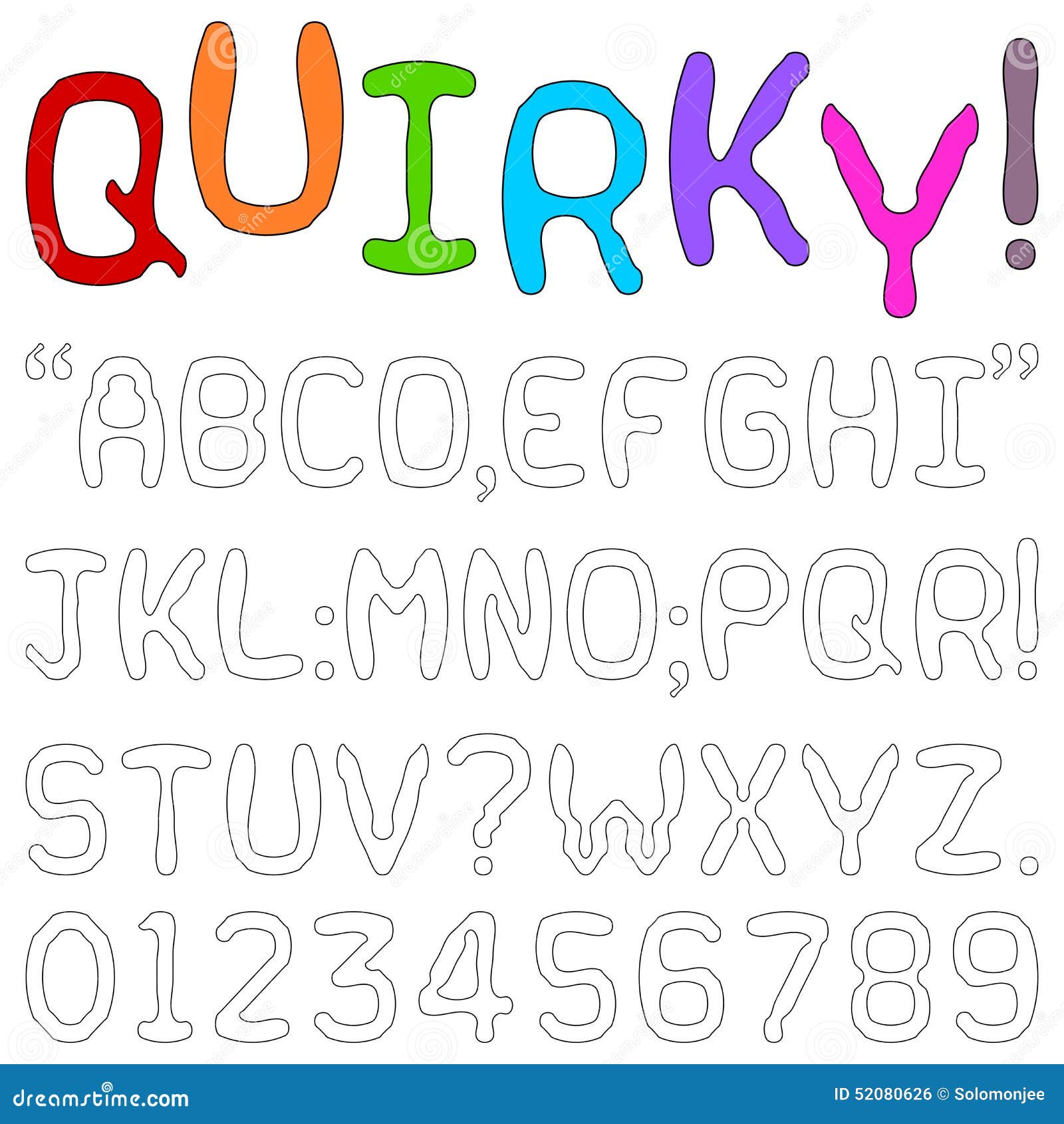 Quirky Font stock vector. Illustration of period, quotes - 52080626