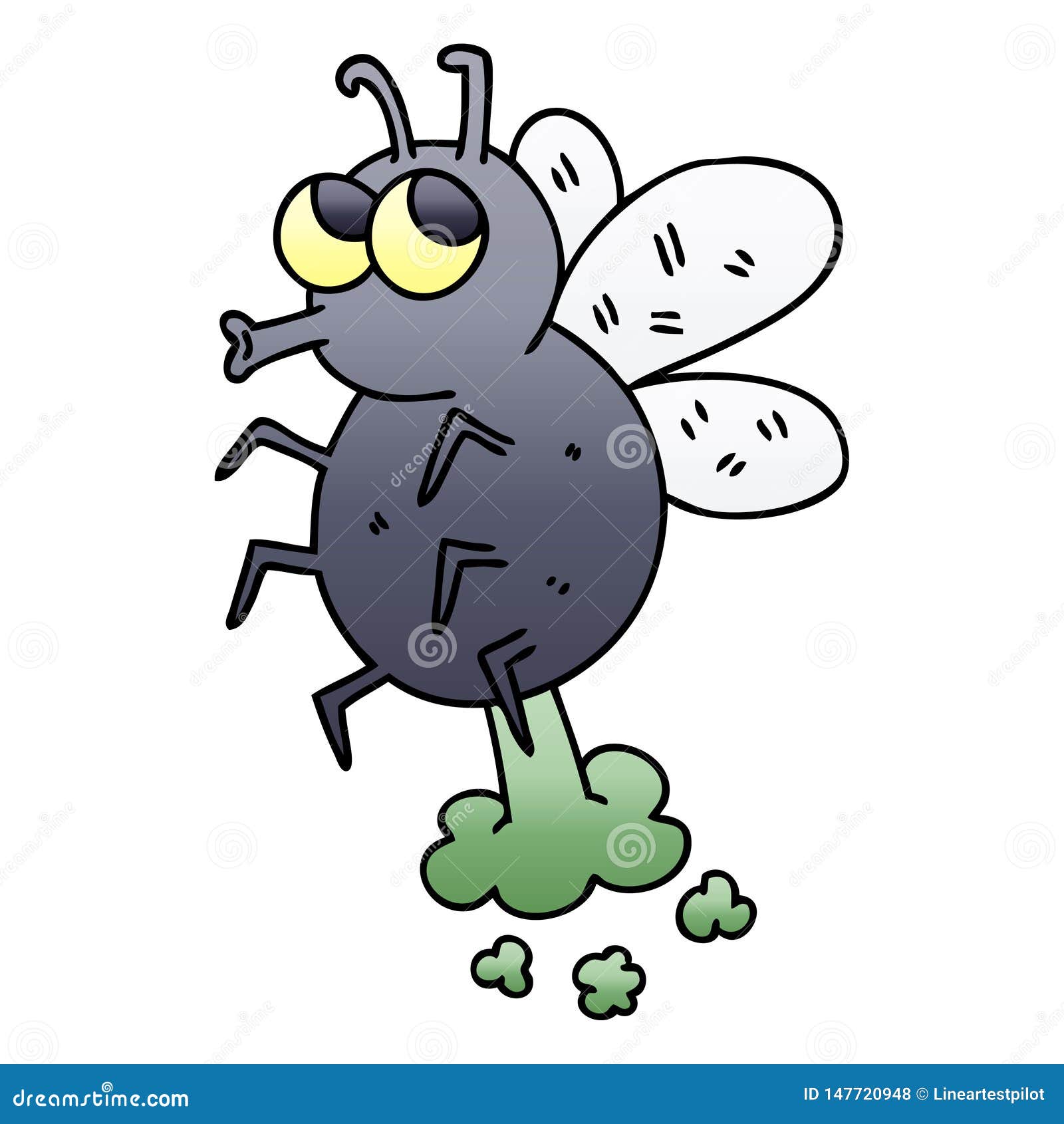 Quirky Gradient Shaded Cartoon Fly Stock Vector - Illustration of ...