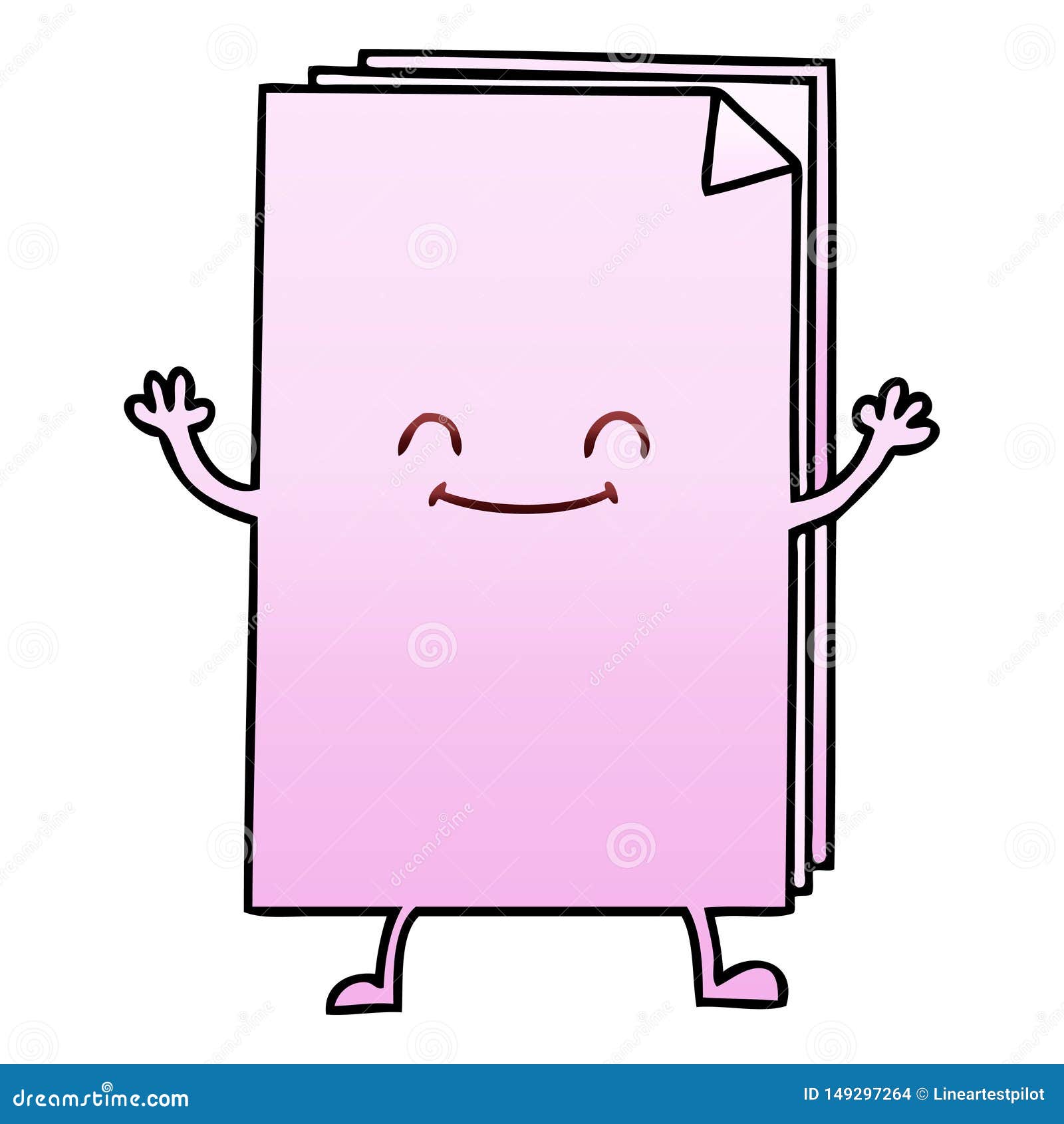 Quirky Gradient Shaded Cartoon Happy Stack of Papers Stock Vector ...