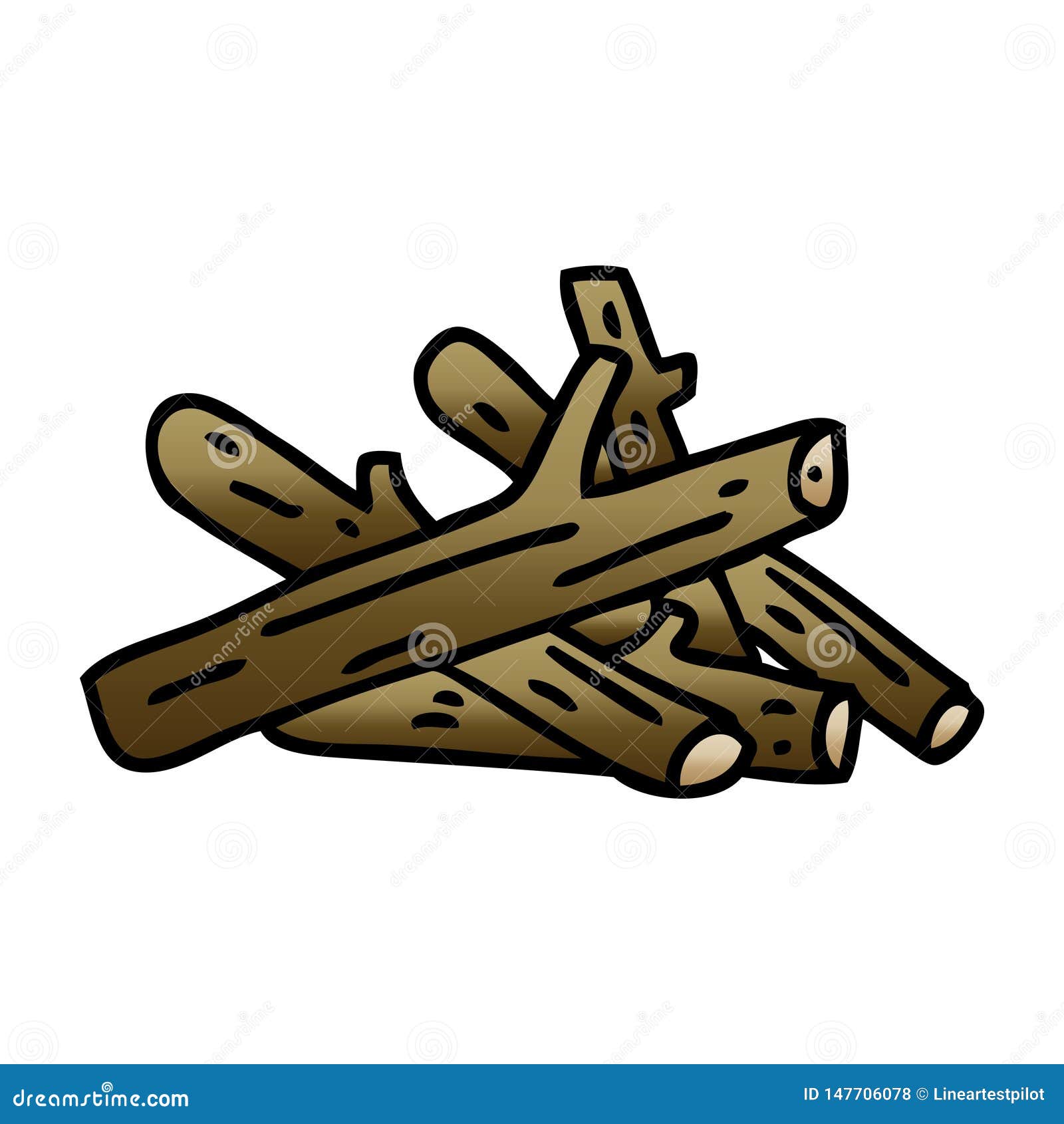 Sticks Logs Object Outdoors Cute Cartoon Character Doodle Drawing ...