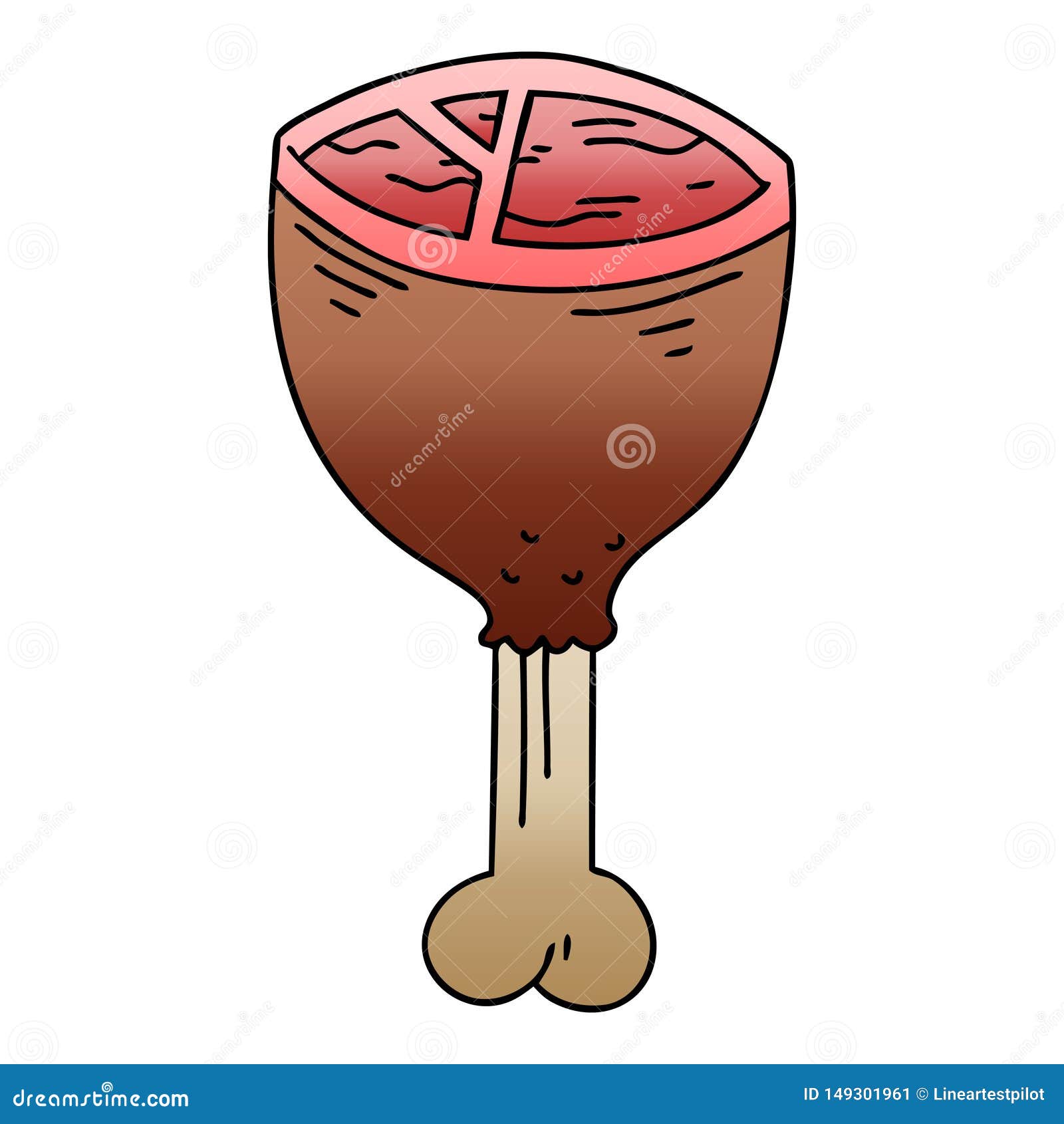 Quirky Gradient Shaded Cartoon Meat Bone Stock Vector - Illustration of ...