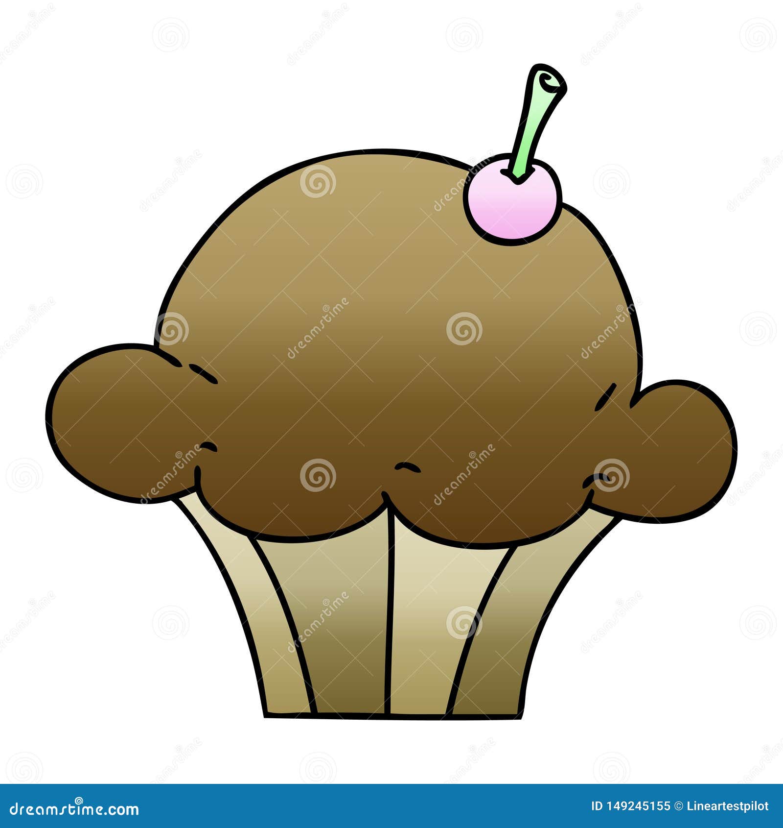 Quirky Gradient Shaded Cartoon Muffin Stock Vector - Illustration of ...