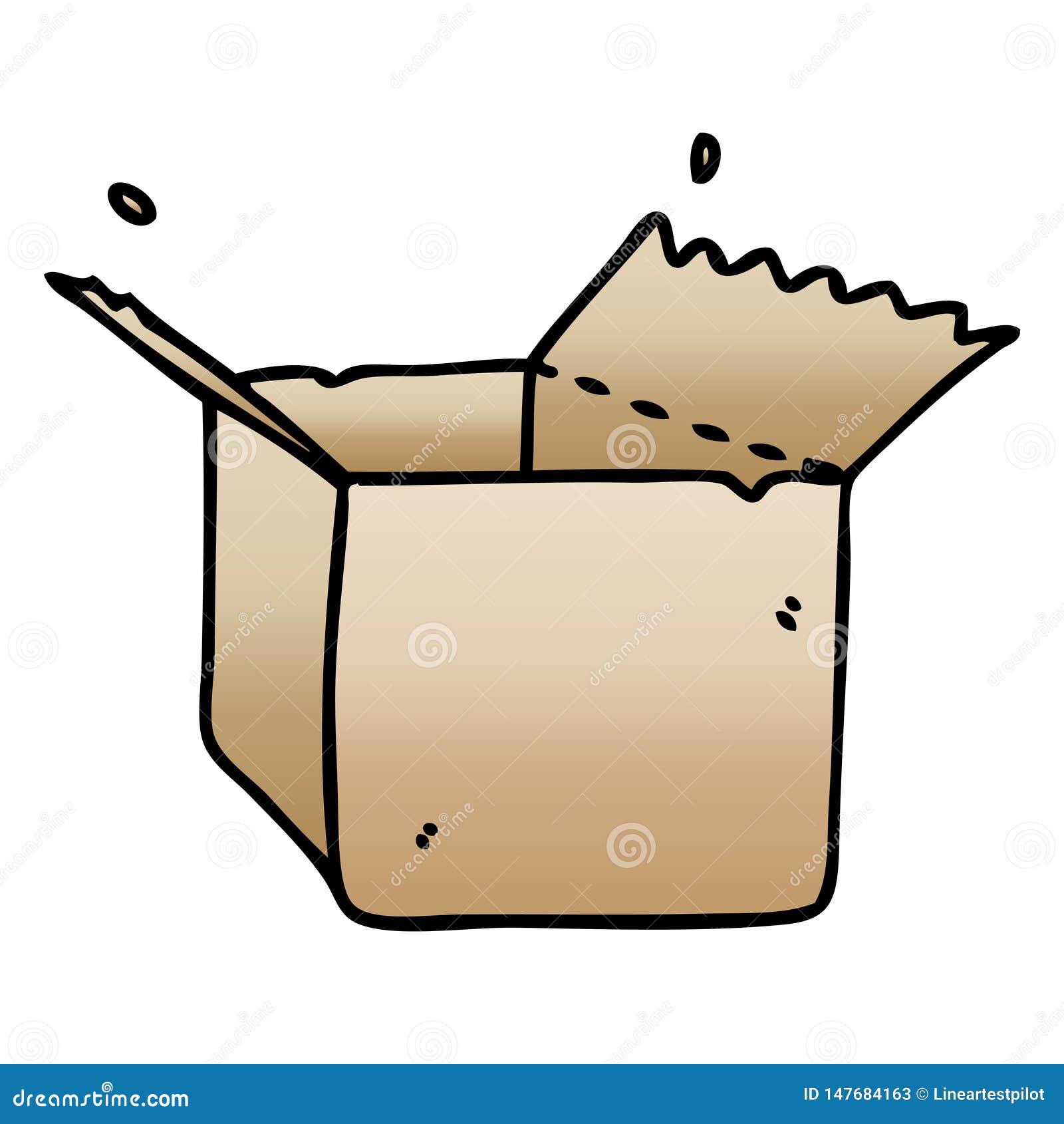 Quirky Gradient Shaded Cartoon Open Box Stock Vector - Illustration of ...