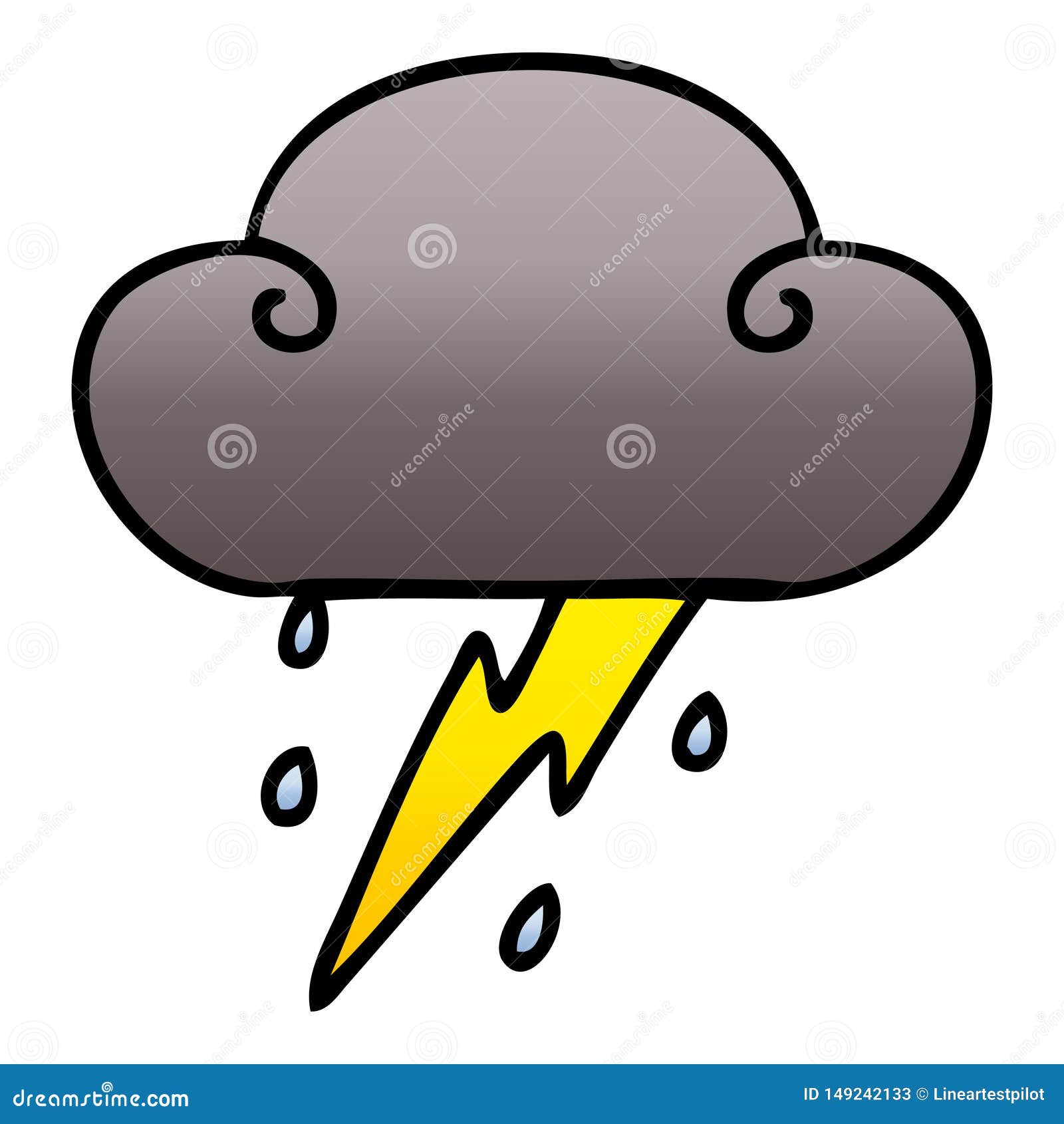 Quirky Gradient Shaded Cartoon Thunder Cloud Stock Vector ...