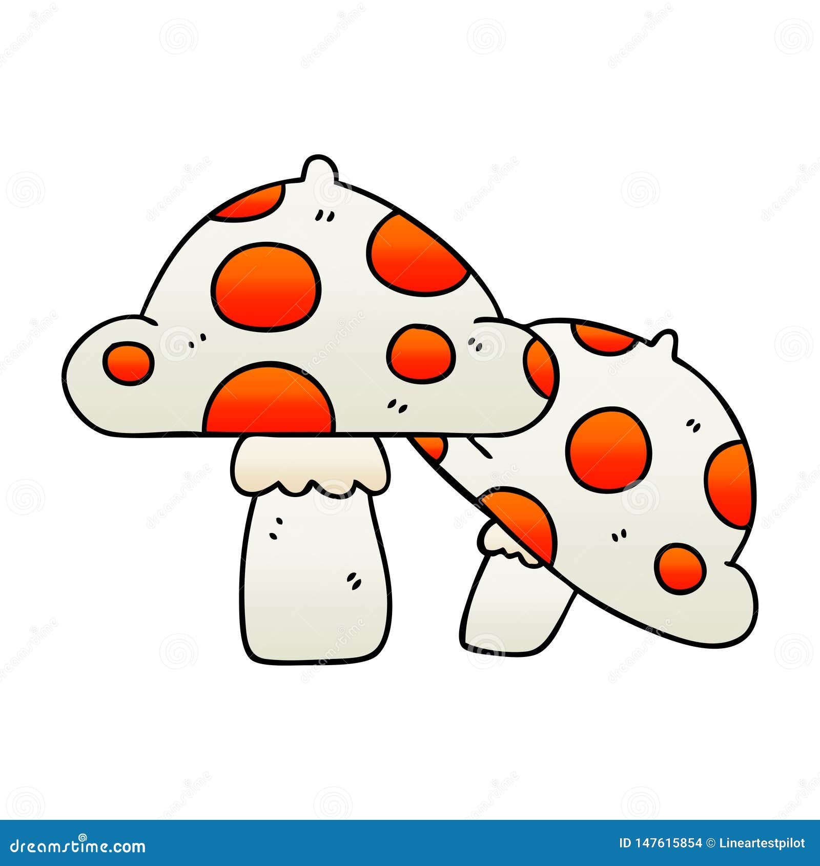 Quirky Gradient Shaded Cartoon Toadstools Stock Vector - Illustration ...