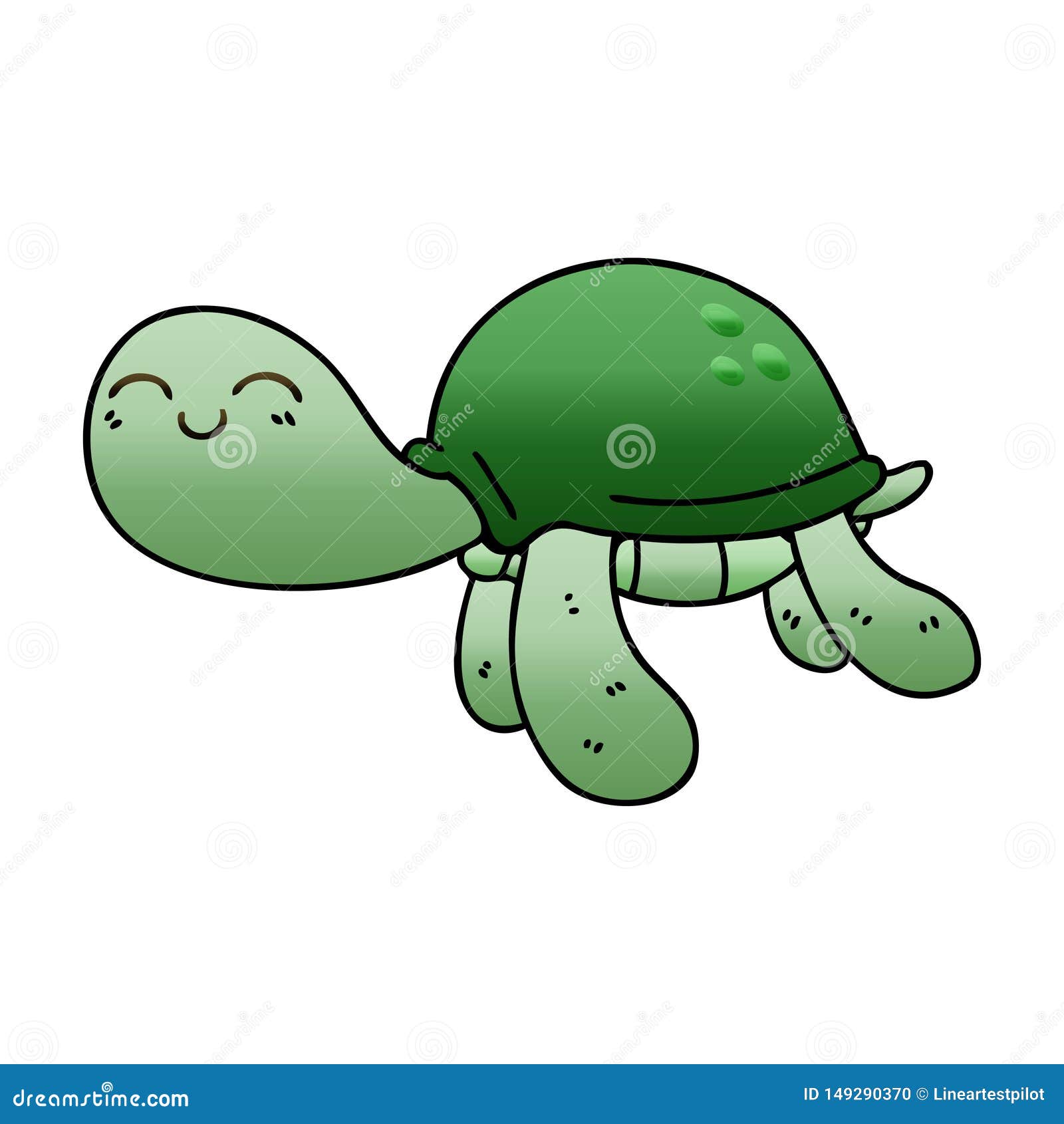 Quirky Gradient Shaded Cartoon Turtle Stock Vector - Illustration of ...