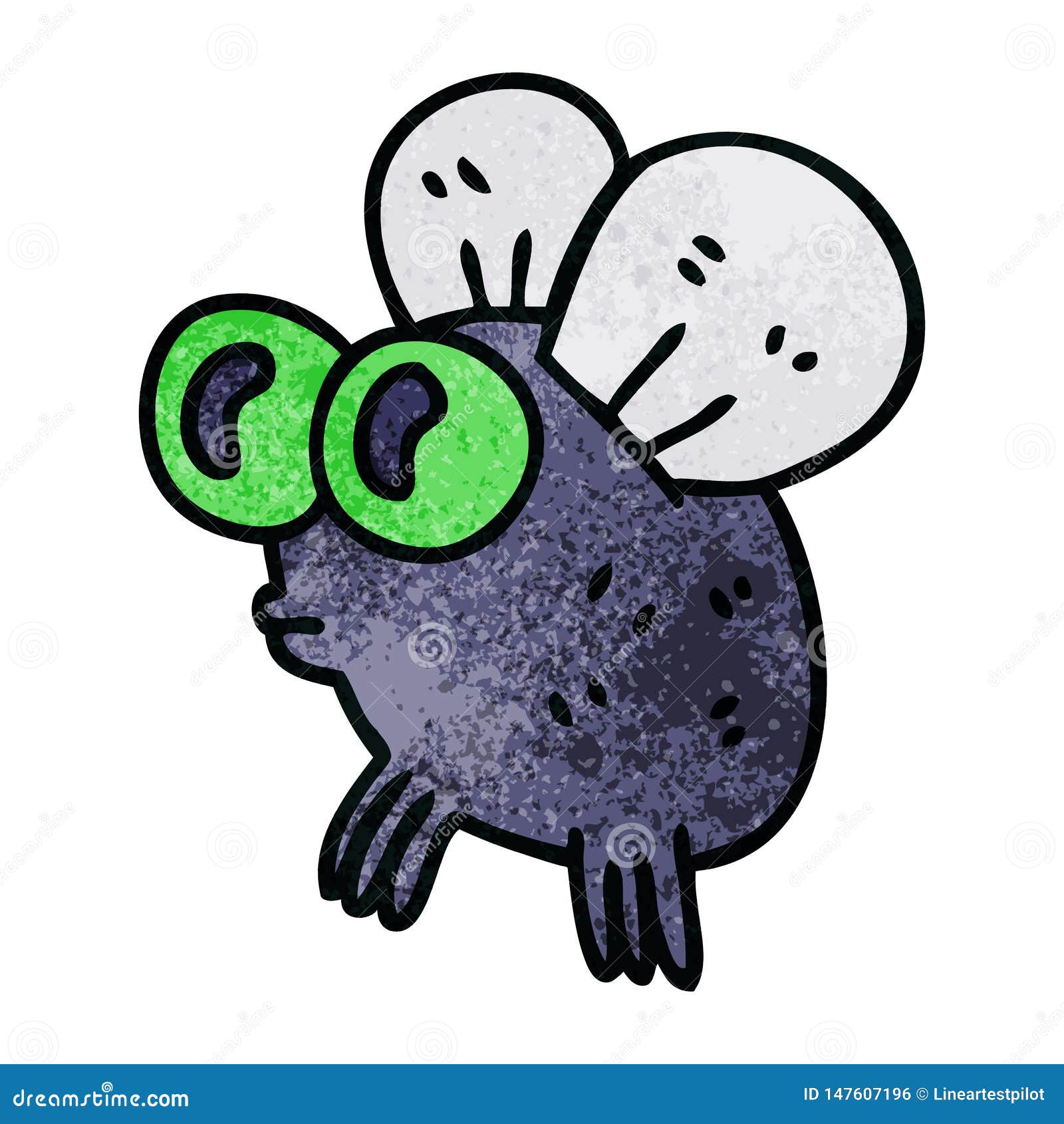 Quirky Hand Drawn Cartoon Fly Stock Vector - Illustration of character ...