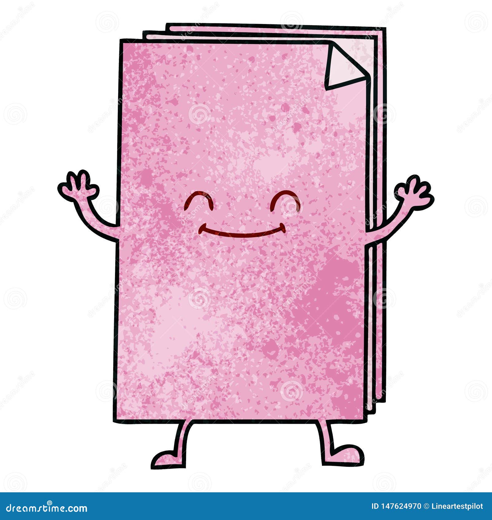 Quirky Hand Drawn Cartoon Happy Stack of Papers Stock Vector ...