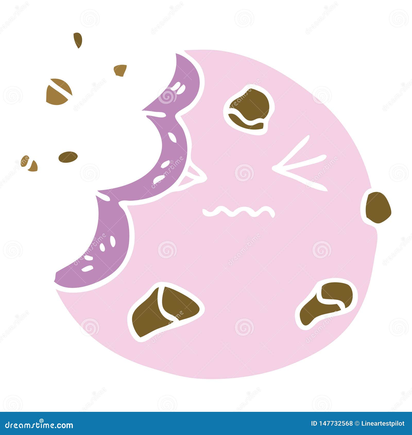 Munched Cookie Food Treat Dessert Biscuit Cute Cartoon Character Doodle ...