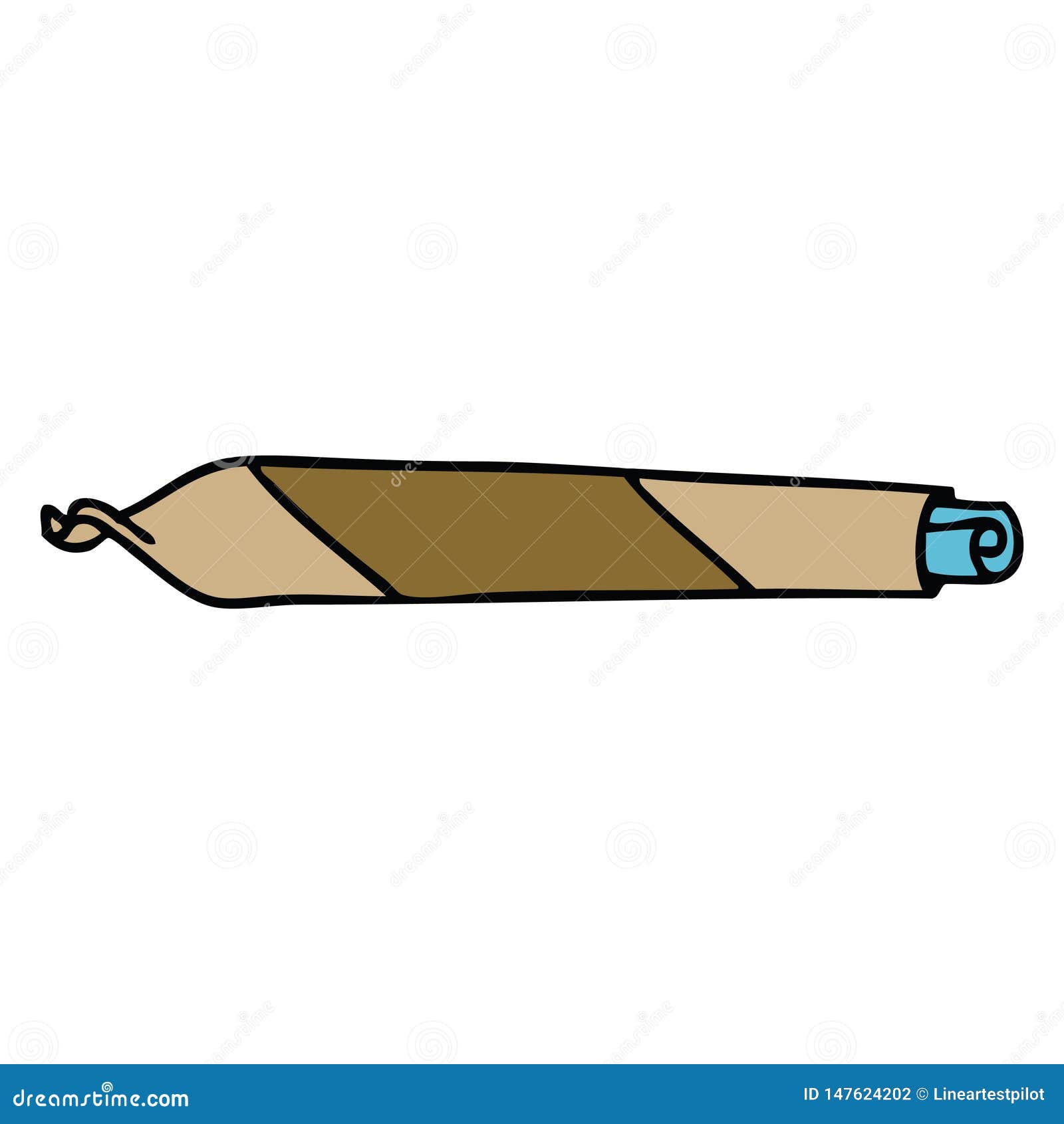 Quirky Hand Drawn Cartoon Rolled Up Joint Stock Vector - Illustration ...