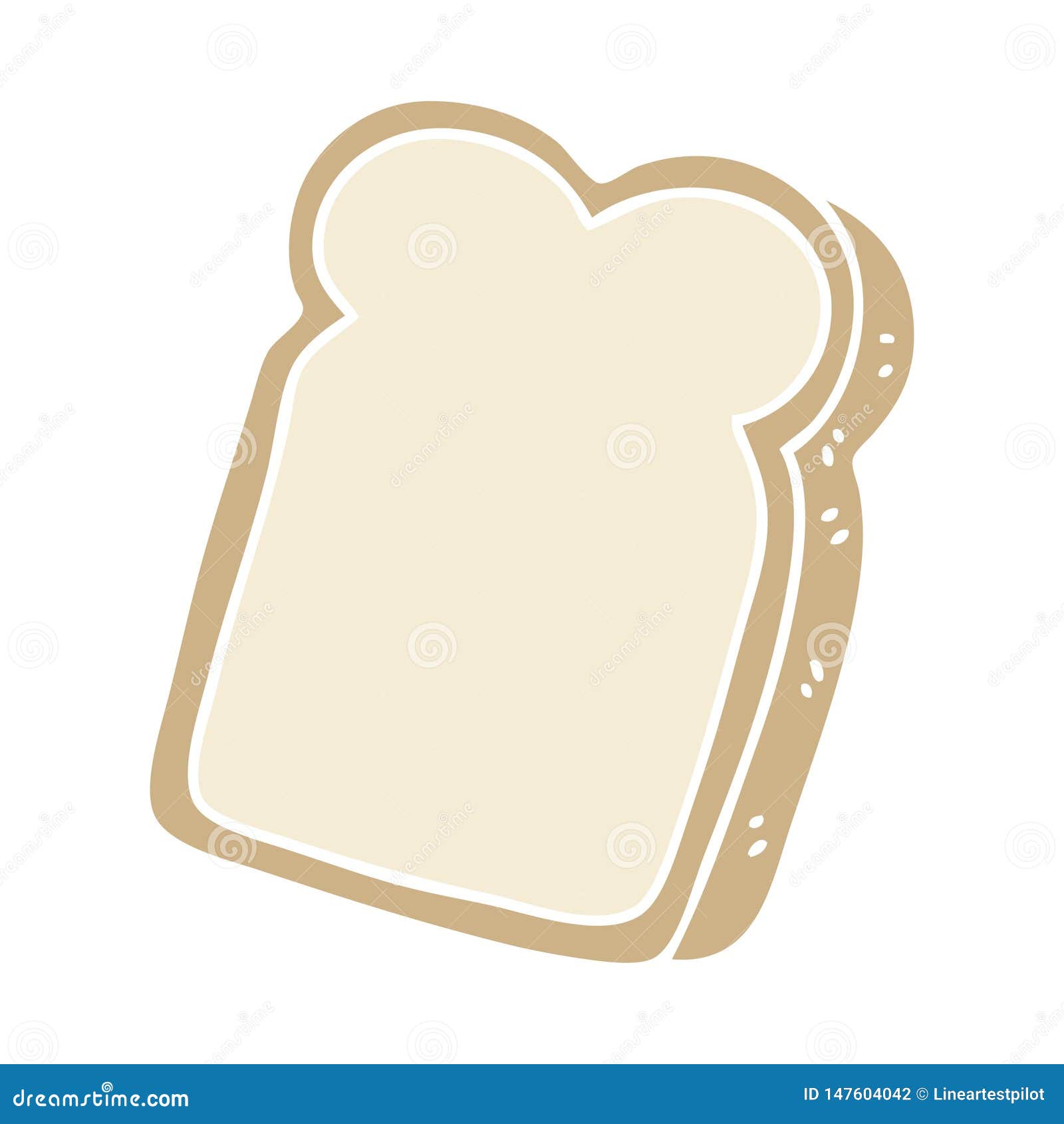 Quirky Hand Drawn Cartoon Slice of Bread Stock Vector - Illustration of ...