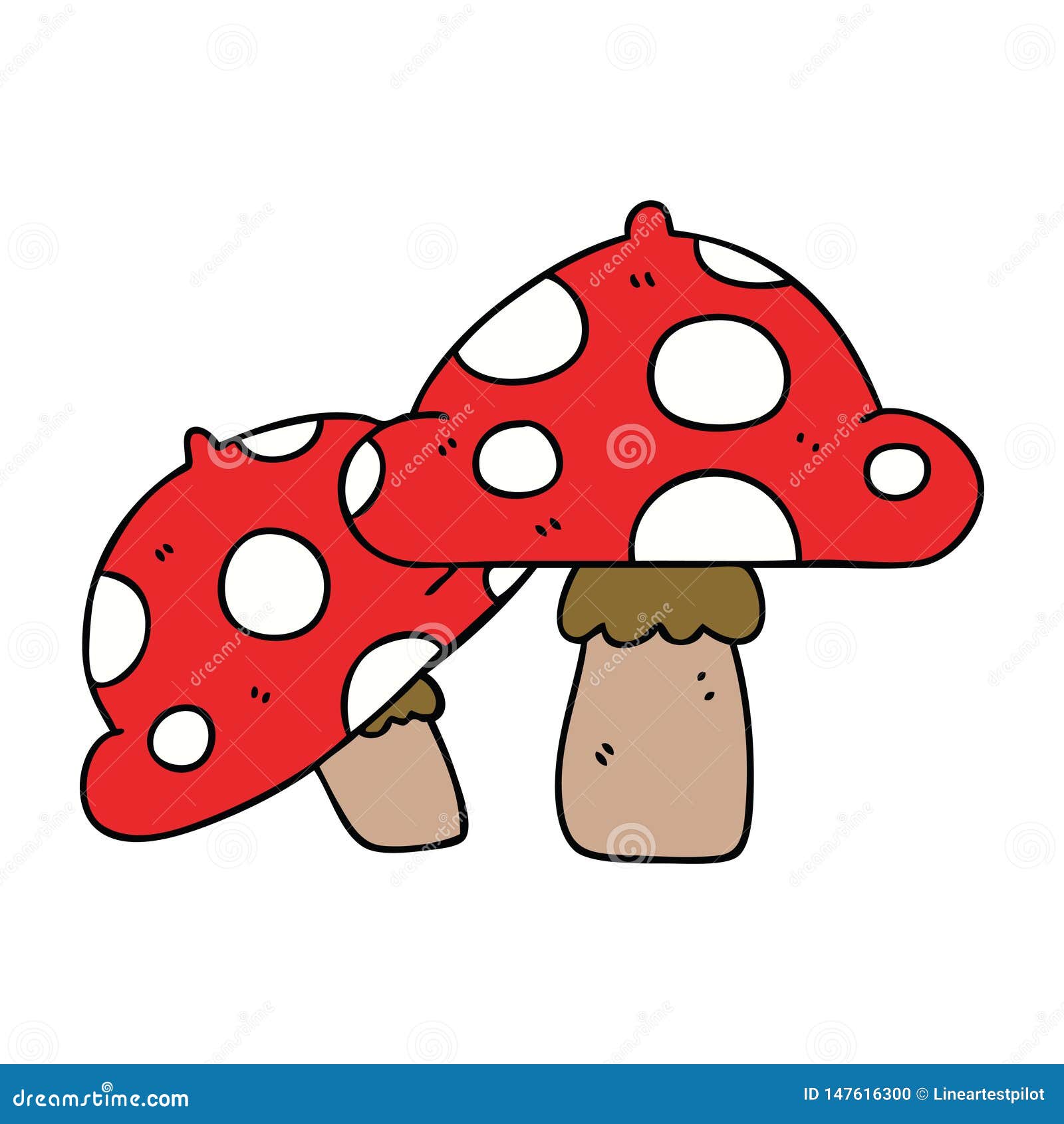 Quirky Hand Drawn Cartoon Toadstools Stock Vector - Illustration of ...