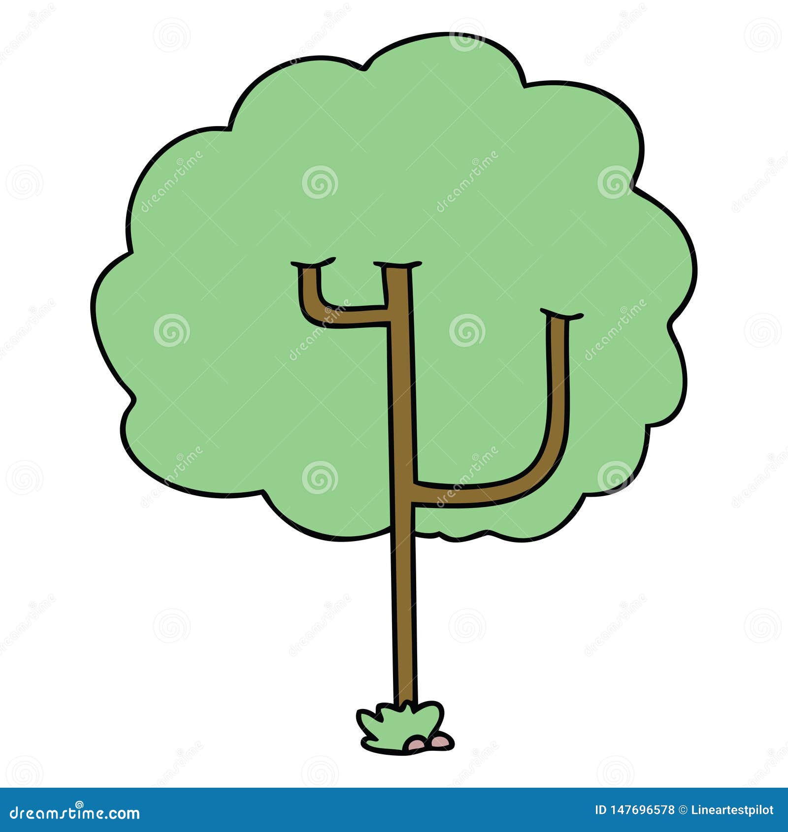 Quirky Hand Drawn Cartoon Tree Stock Vector - Illustration of garden ...