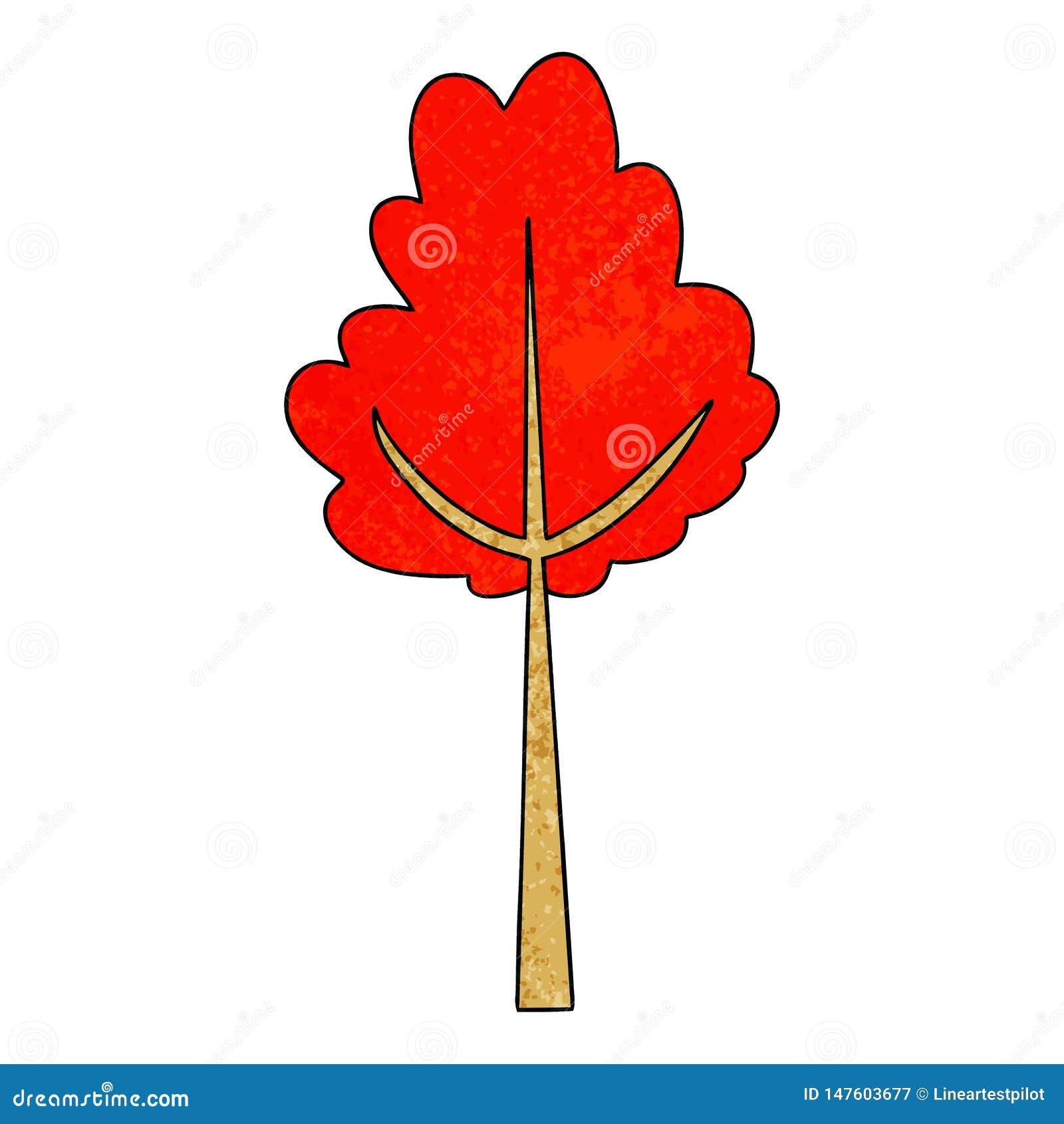 Quirky Hand Drawn Cartoon Tree in Fall Stock Vector - Illustration of ...