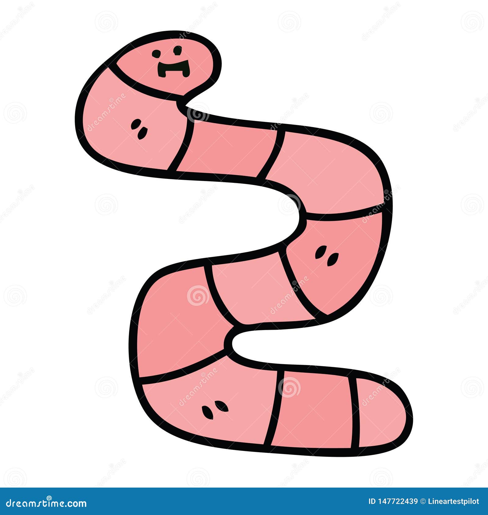 Quirky Hand Drawn Cartoon Worm Stock Vector - Illustration of artwork ...