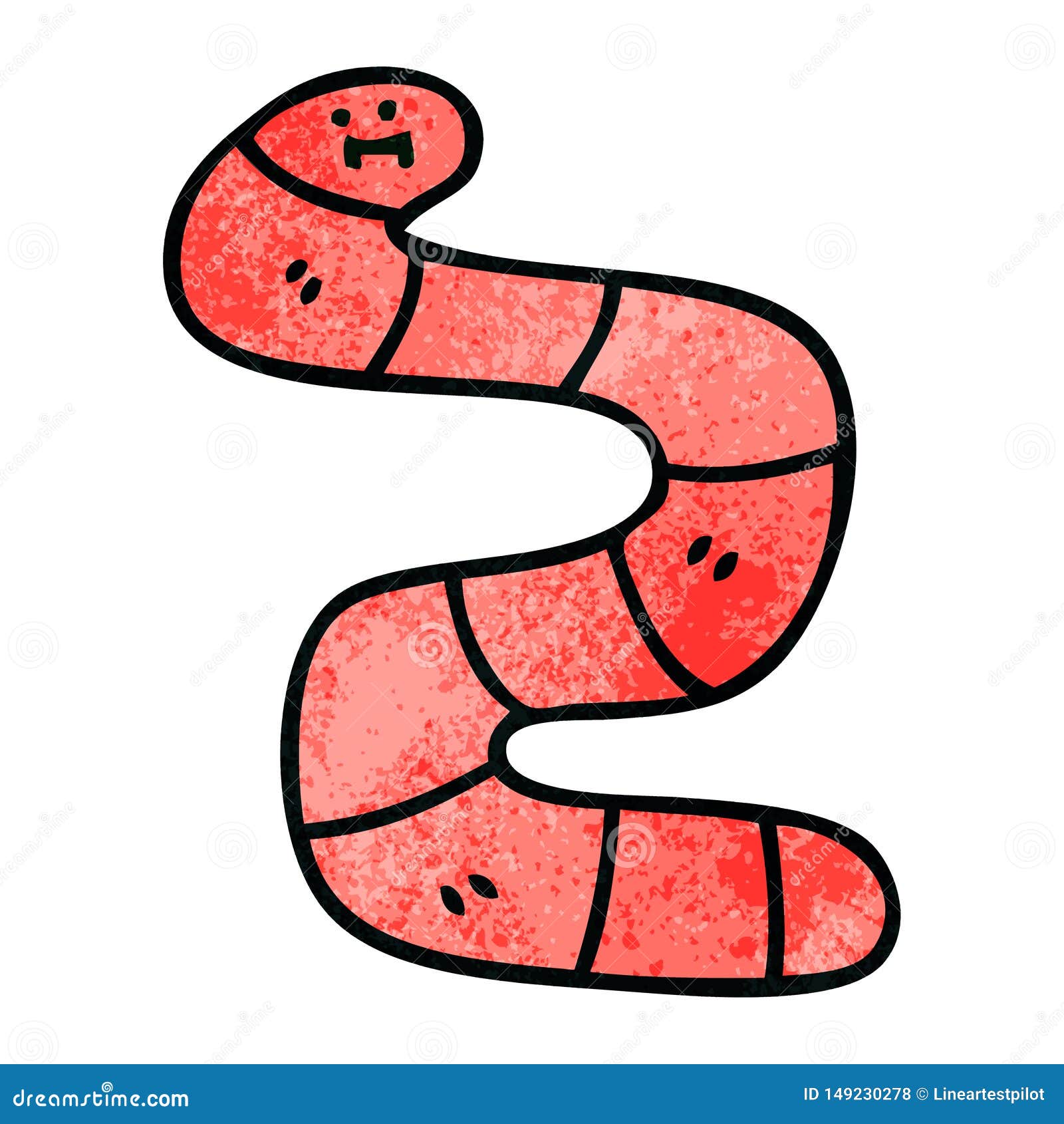 Quirky Hand Drawn Cartoon Worm Stock Vector - Illustration of insect ...