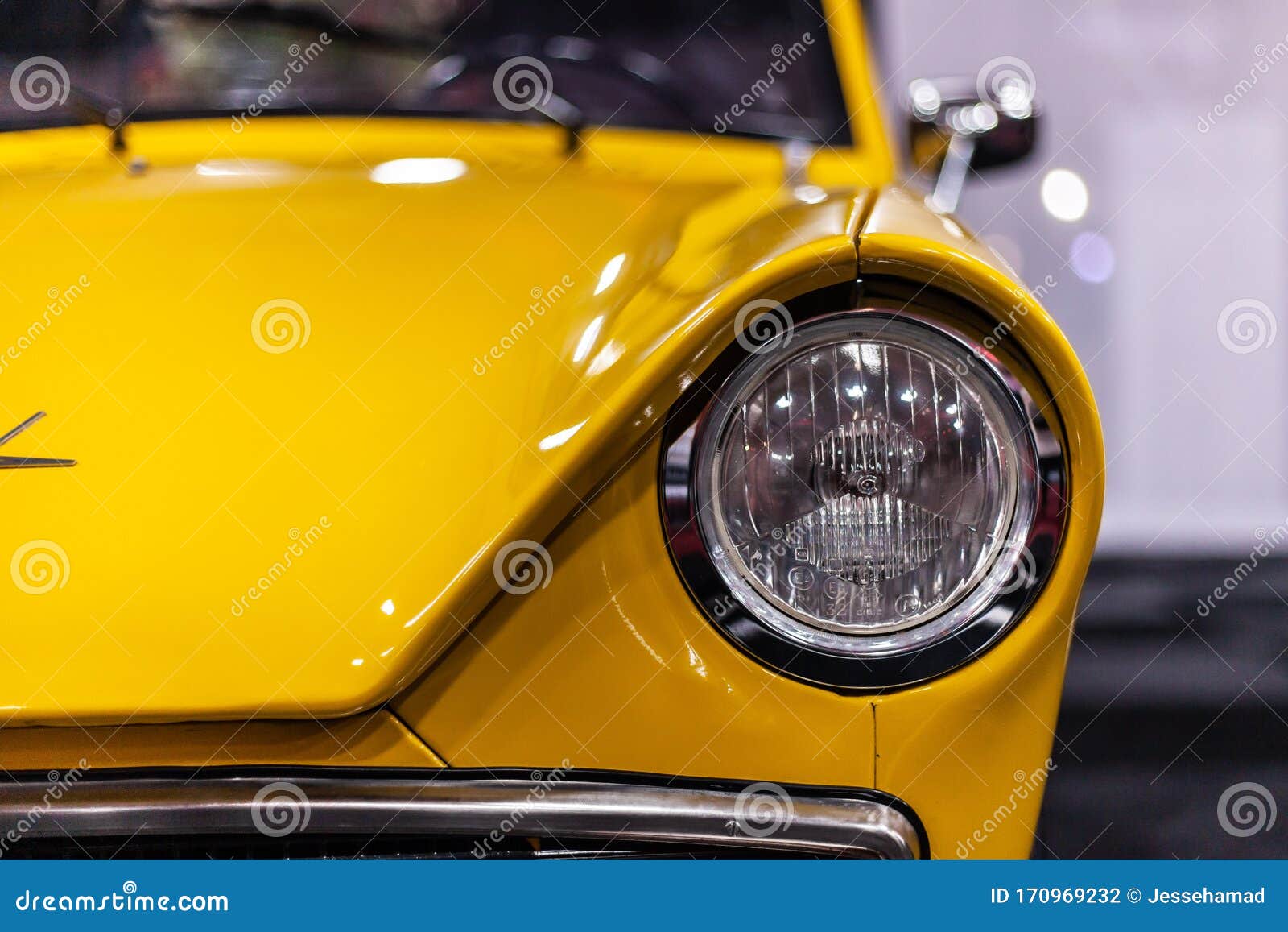 Quirky Interesting Headlights on Front of Classic Car Stock Photo ...