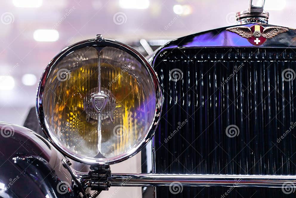 Quirky Interesting Headlights on Front of Classic Car Stock Photo ...