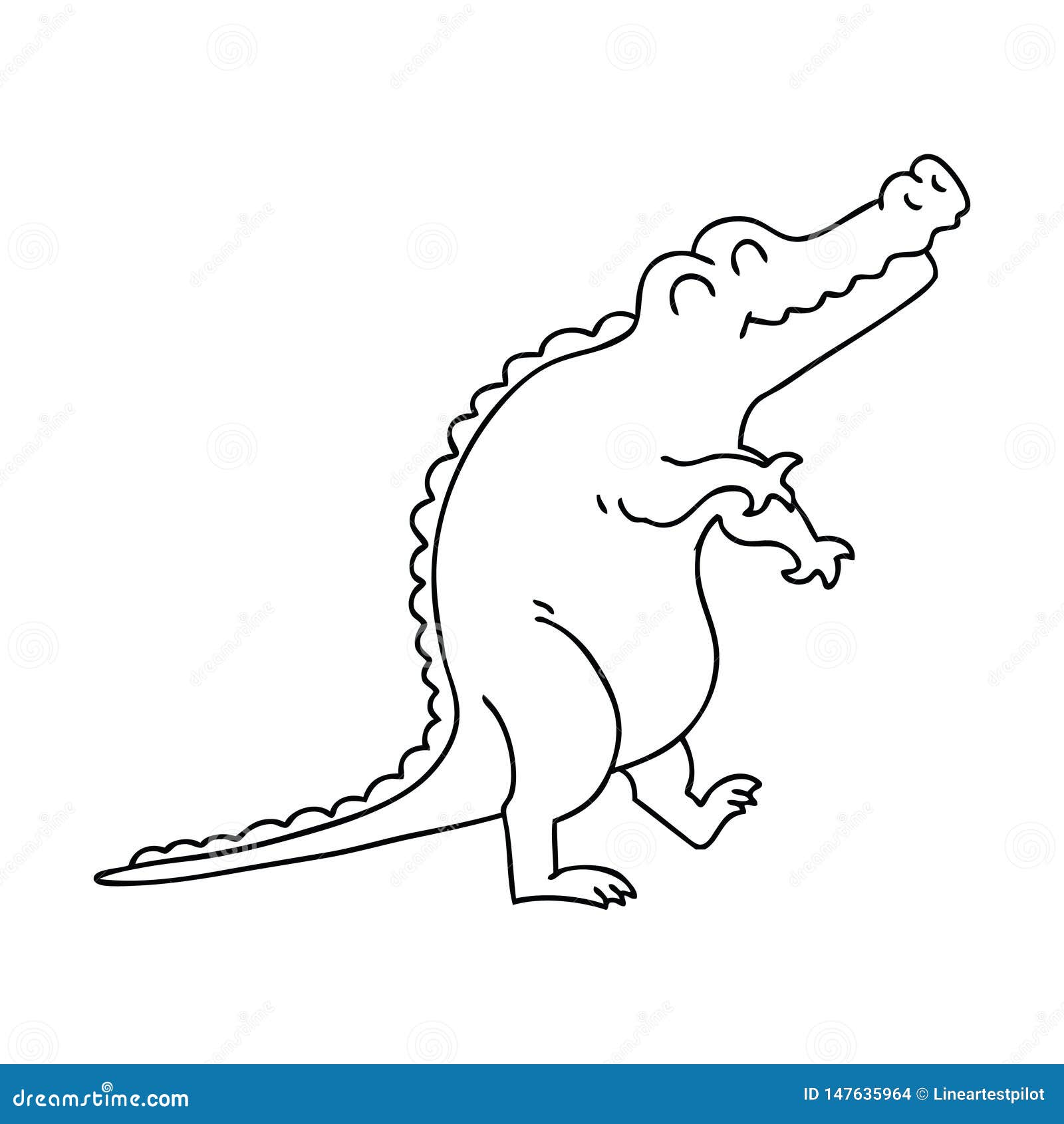 Quirky Line Drawing Cartoon Crocodile Stock Vector - Illustration of ...