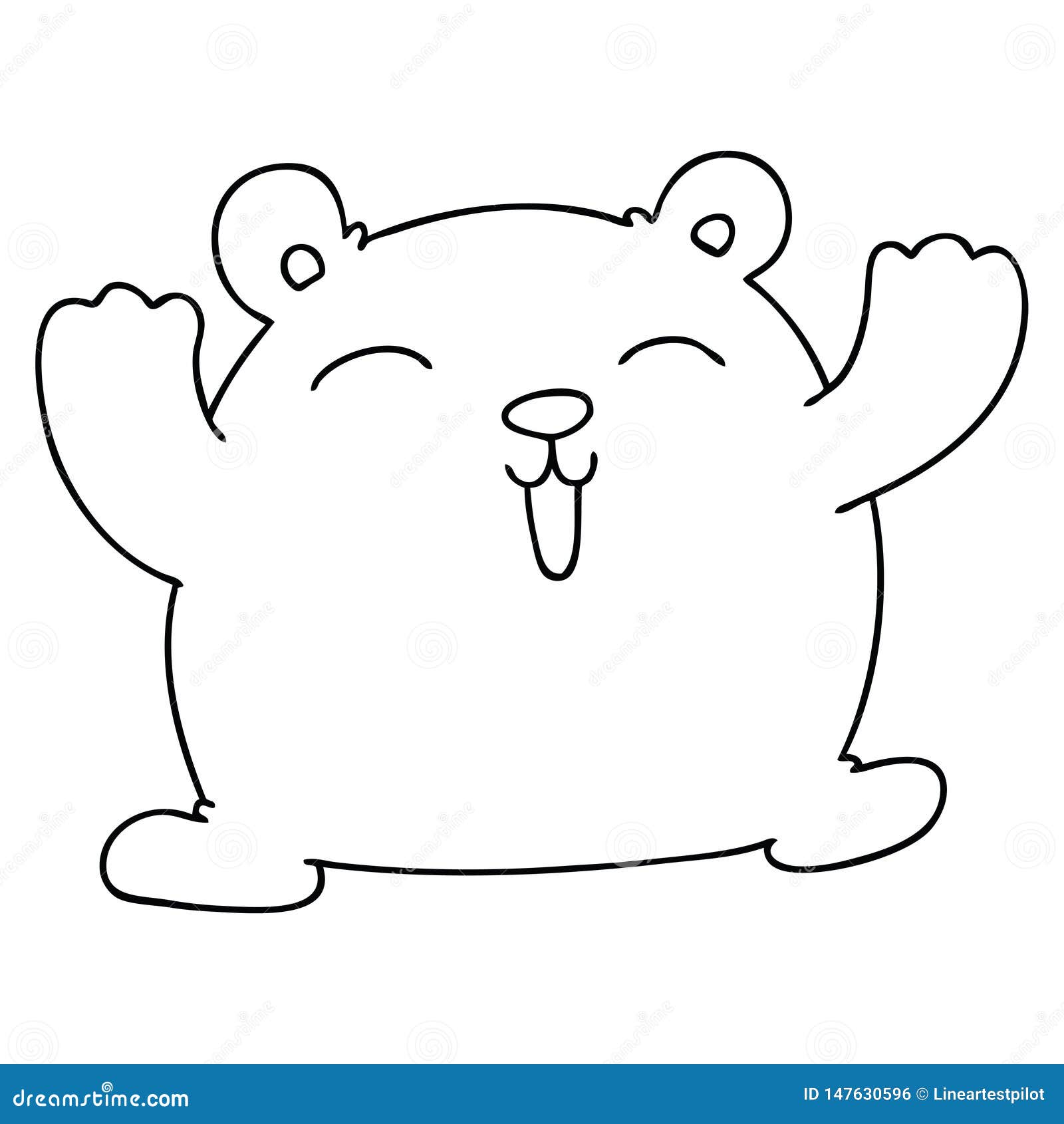 Quirky Line Drawing Cartoon Funny Bear Stock Vector - Illustration of ...