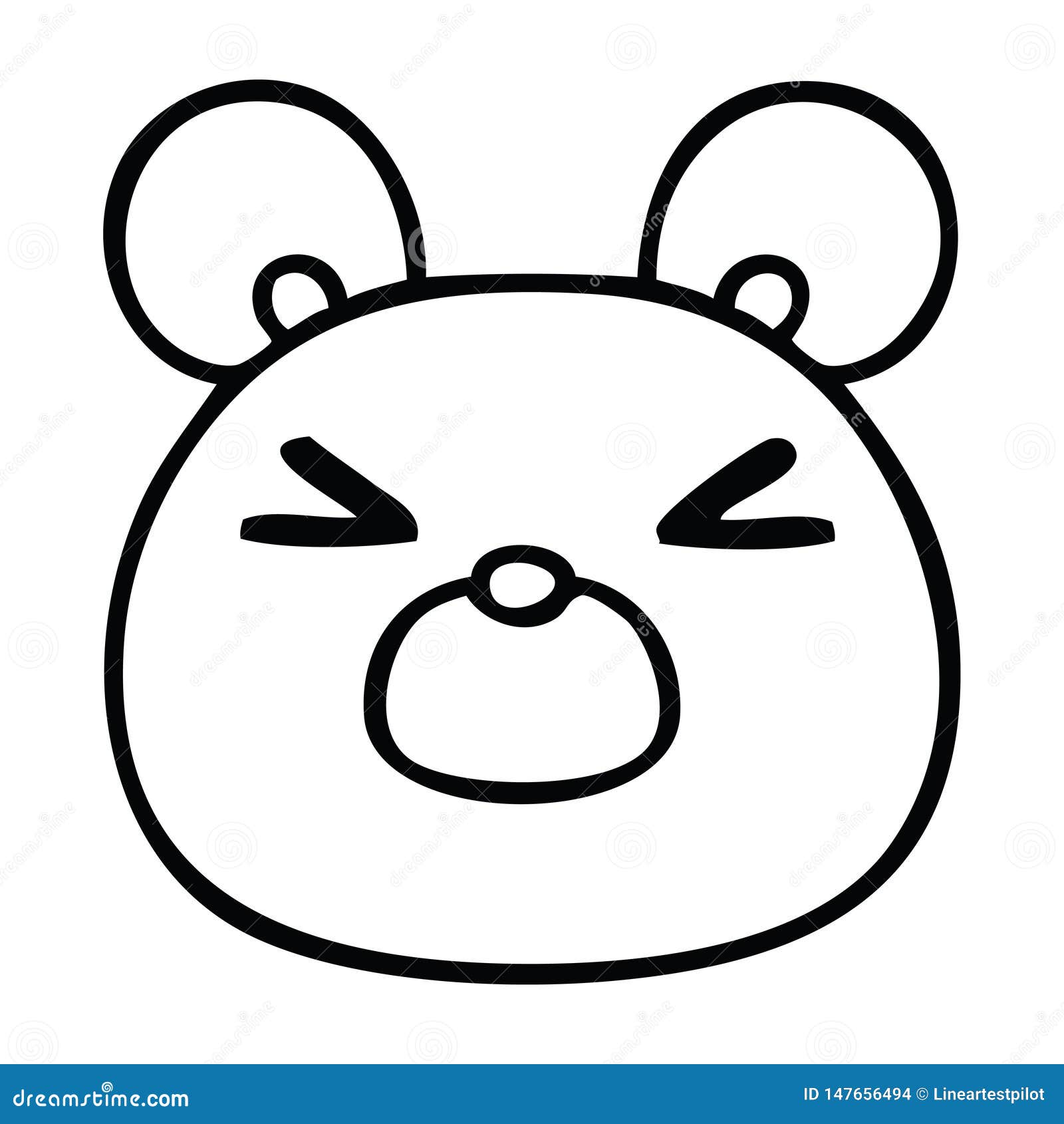 Quirky Line Drawing Cartoon Mouse Face Stock Vector - Illustration of ...