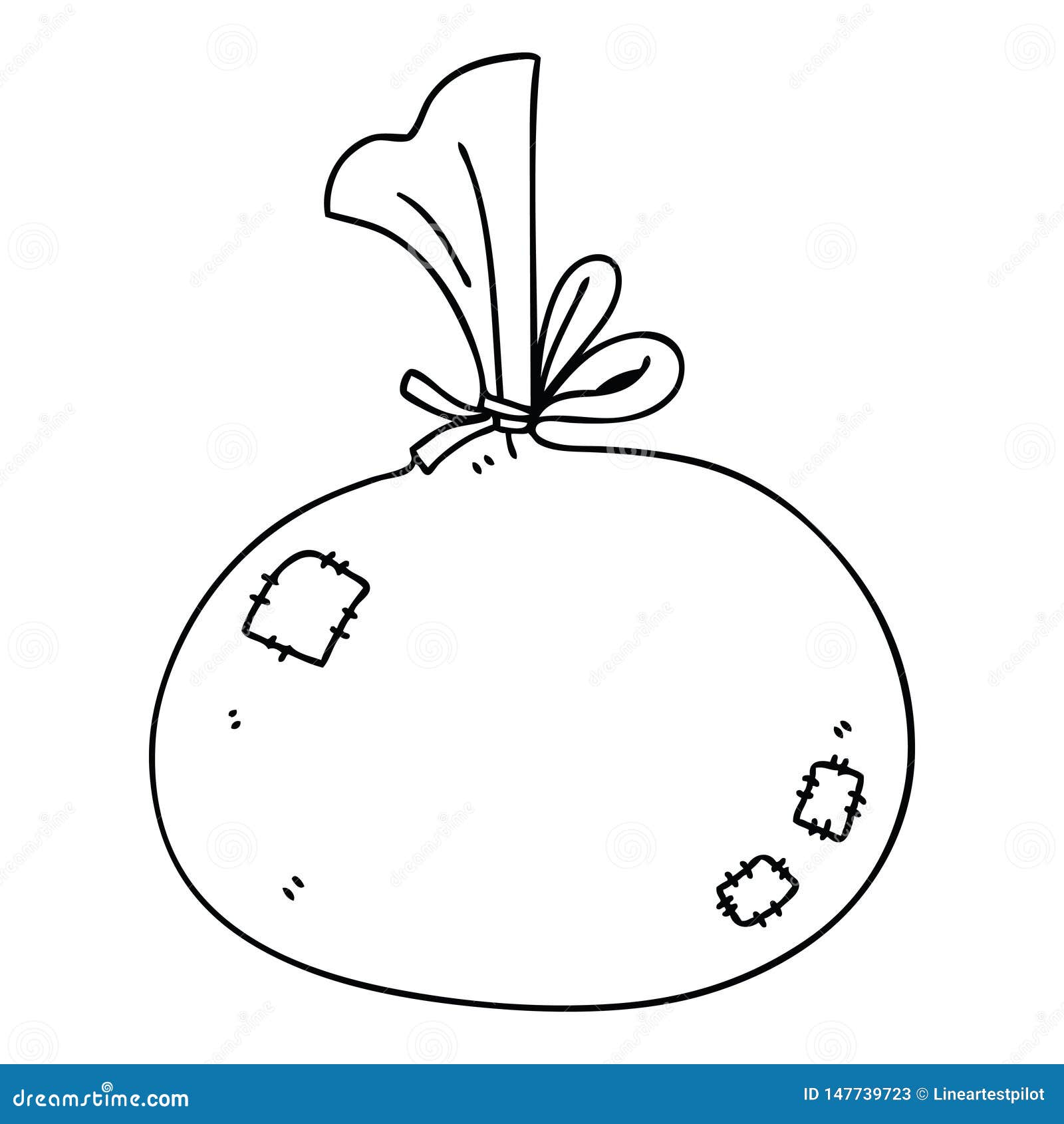 Quirky Line Drawing Cartoon Sack Stock Vector - Illustration of object ...
