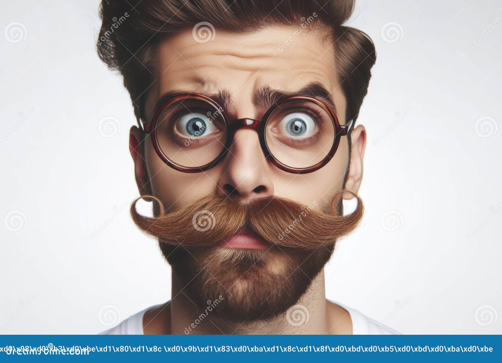 Quirky Movember Mustache Closeup of an Man Isolated on a White Solid ...