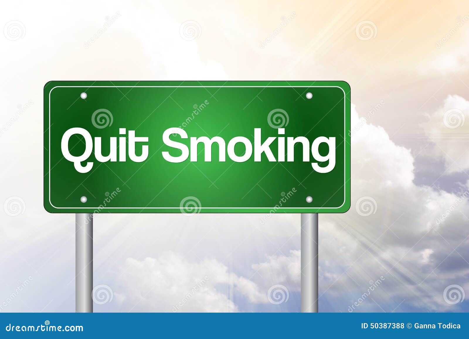 Quit Smoking Green Road Sign Stock Illustration - Illustration of ...