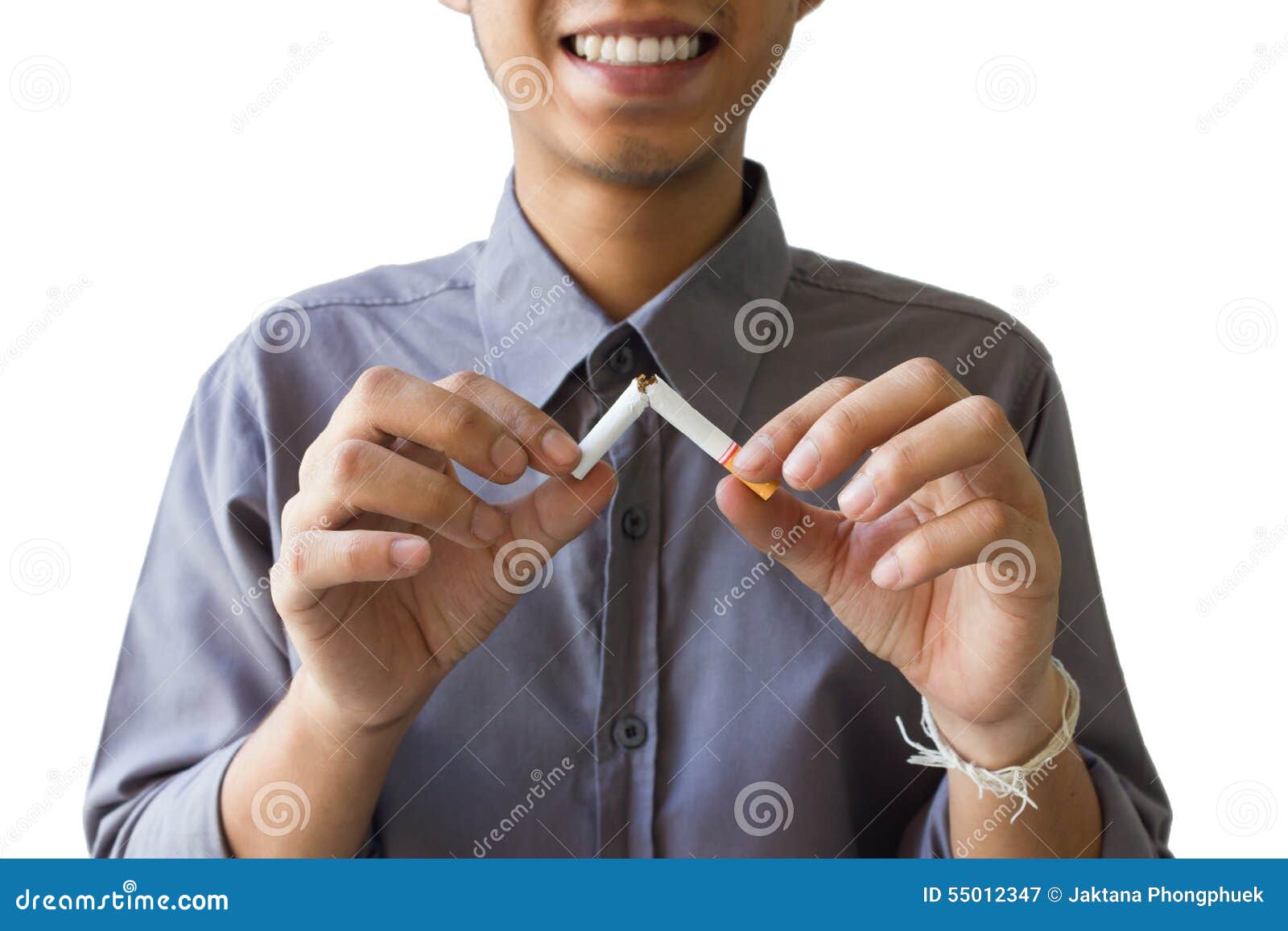 Quit Smoking, Human Hands Breaking the Cigarette,smiling Stock Image ...