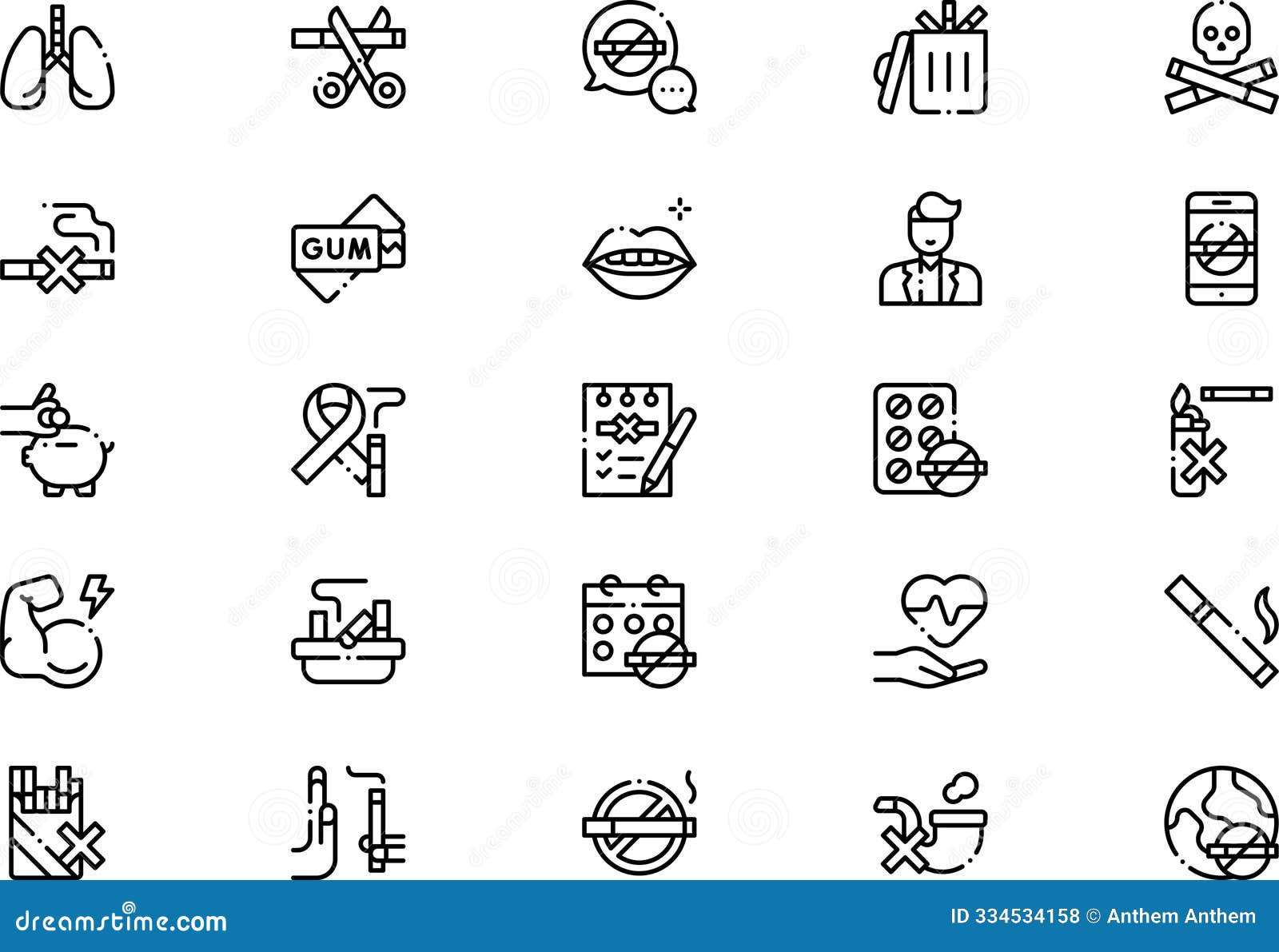 Quit Smoking Icons Collection is a Vector Illustration with Editable ...