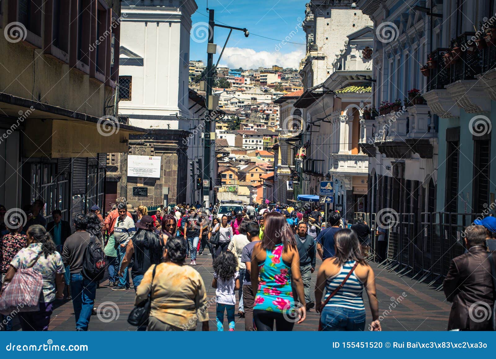Quito - August 17, 2018: Crowd on the Historic Center of Quito, Ecuador ...