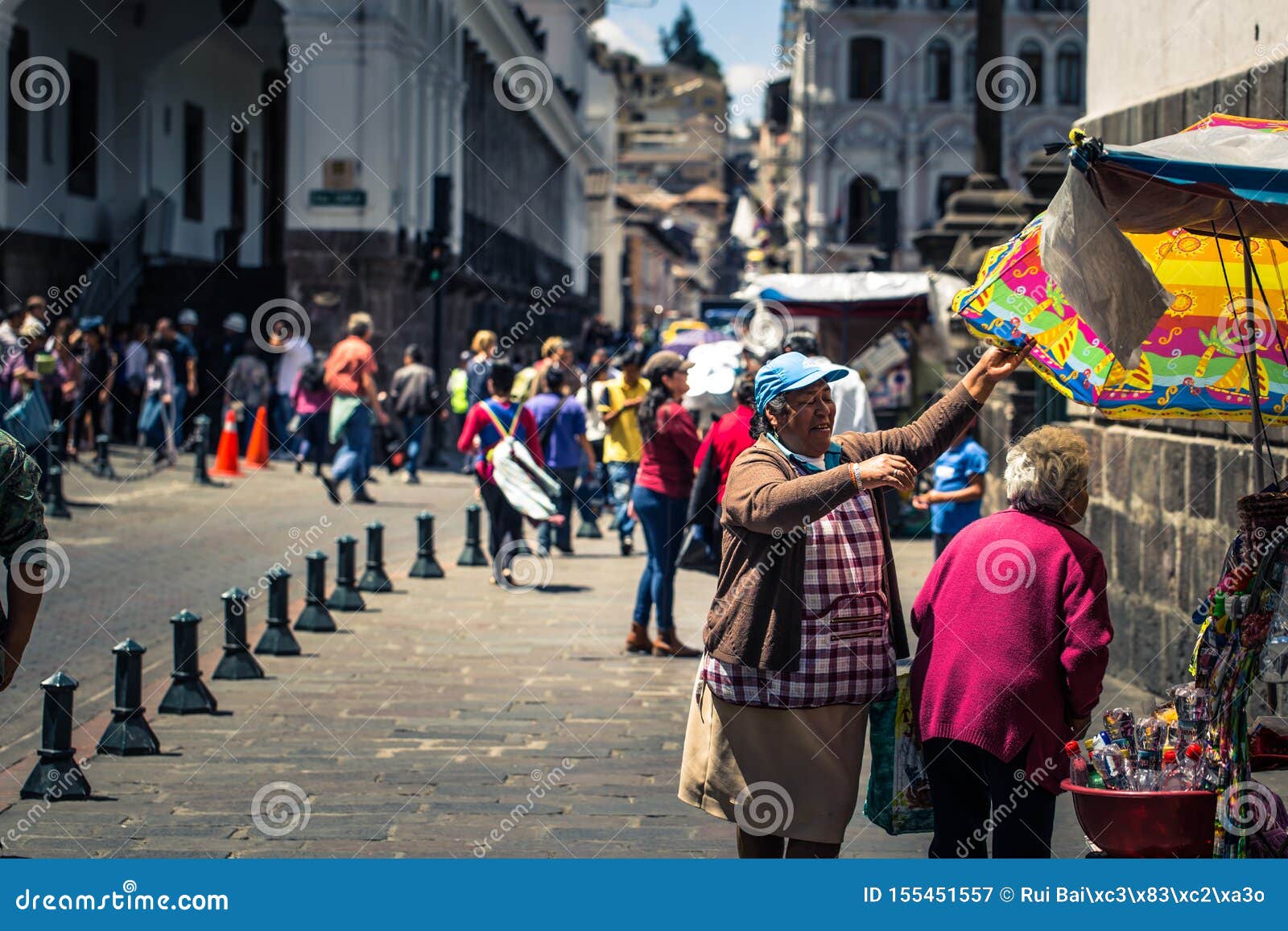 Quito - August 17, 2018: Crowd on the Historic Center of Quito, Ecuador ...