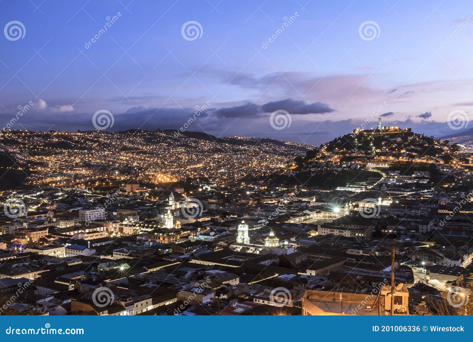 Quito Downtown View at Twilight in Ecuador, South America Editorial ...
