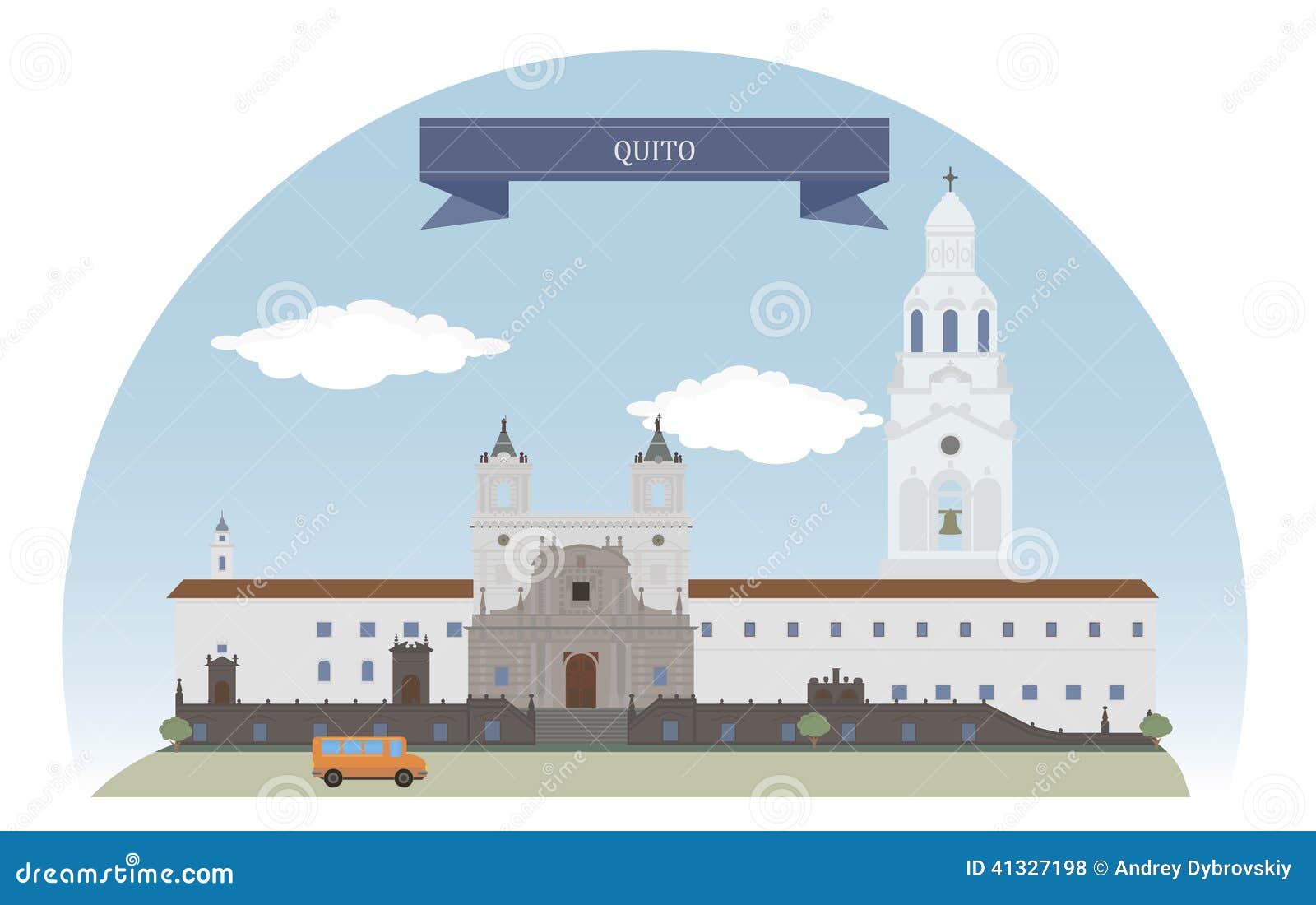Quito, Ecuador vector illustratie. Illustration of vervoer - 41327198