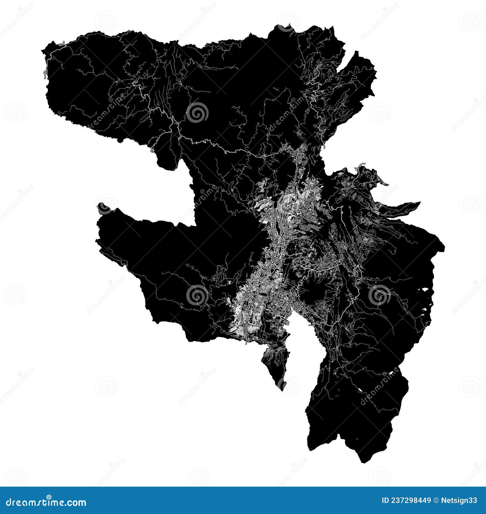 Quito, Ecuador, Black and White High Resolution Vector Map Stock ...